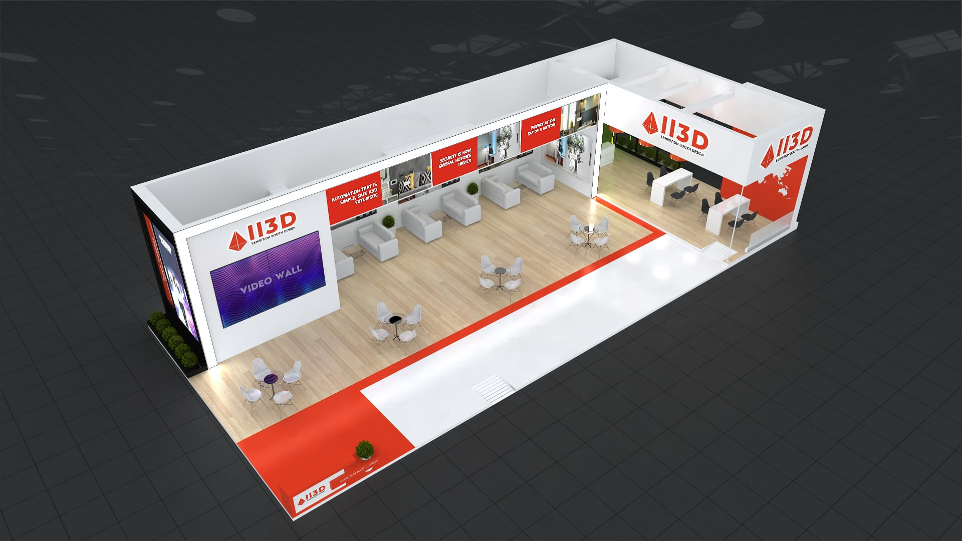 Exhibition Stand Stall Three Side Open 20X9 - 3D Model by vivekt478