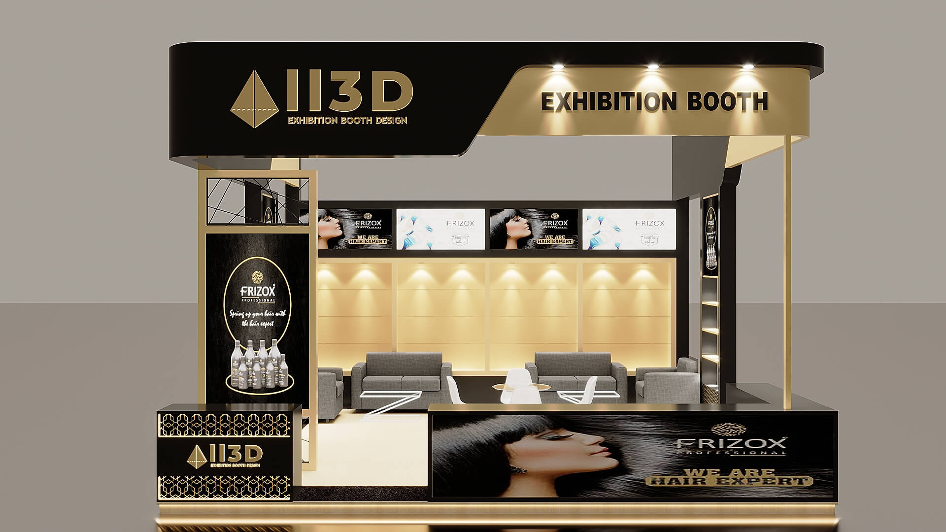 Exhibition Stand Stall Three Side Open 6X6 - 3D Model by vivekt478