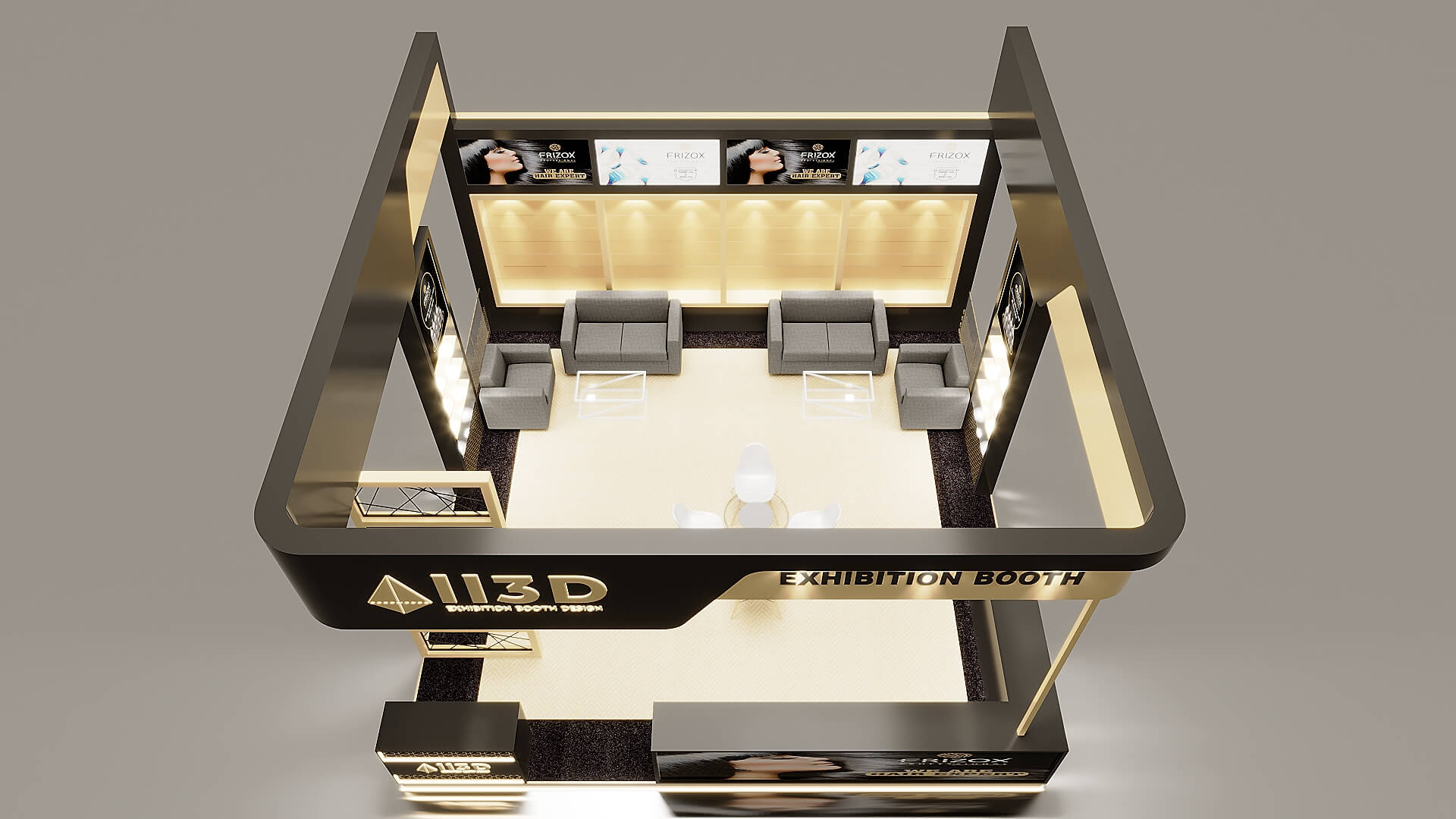 Exhibition Stand Stall Three Side Open 6X6 - 3D Model by vivekt478