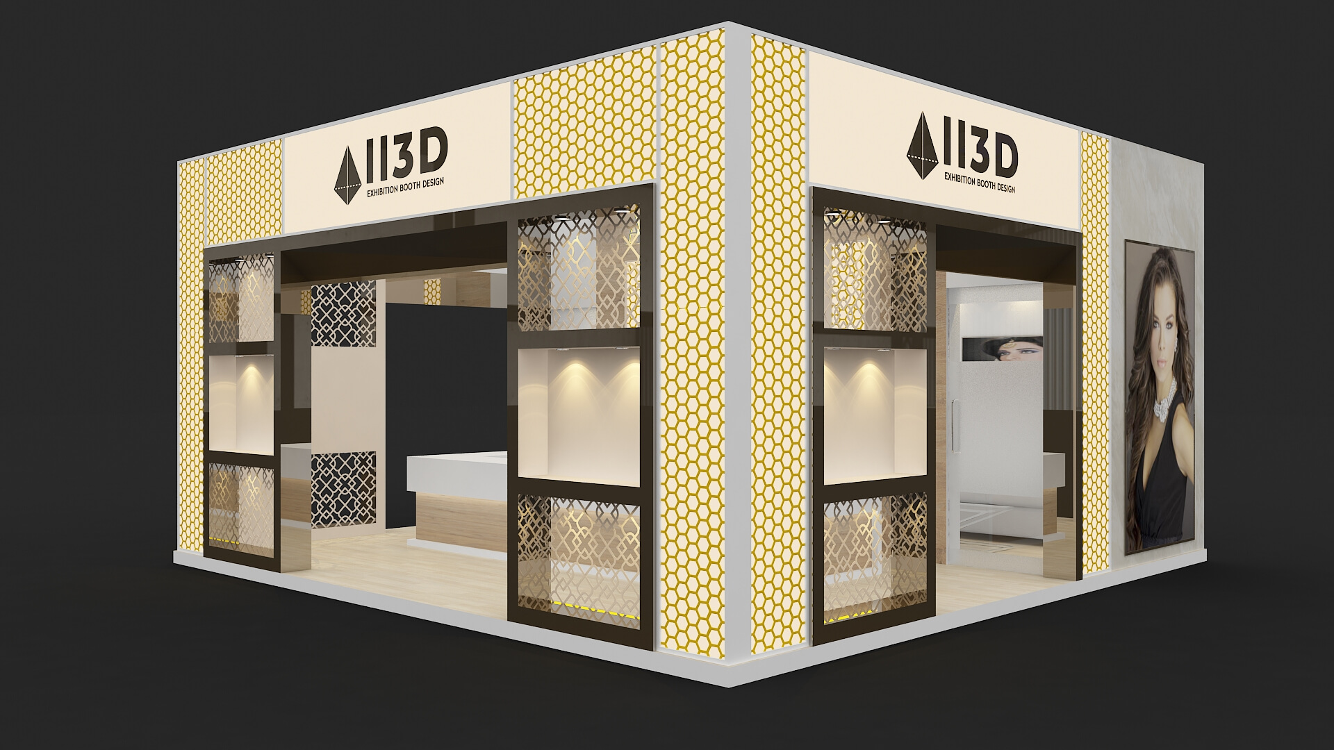 Exhibition Stand Stall Three Side Open 6X6 - 3D Model by vivekt478