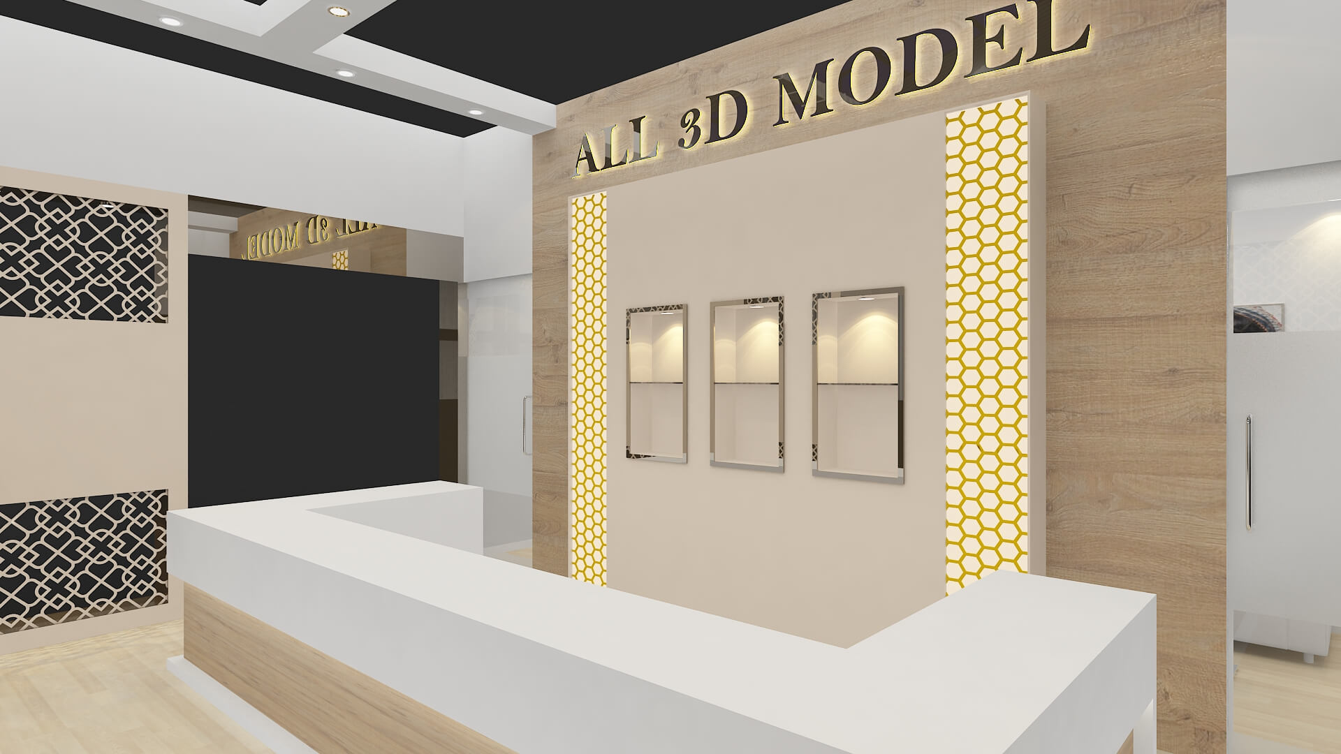 Exhibition Stand Stall Three Side Open 6X6 - 3D Model by vivekt478