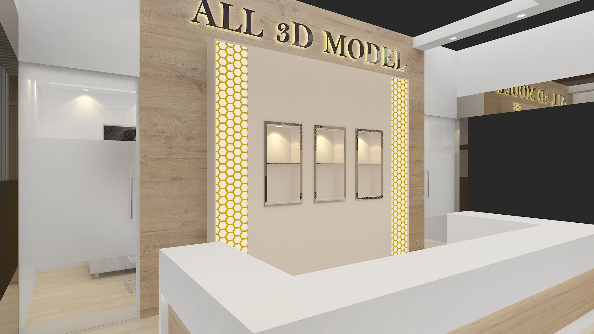 Exhibition Stand Stall Three Side Open 6X6 - 3D Model by vivekt478