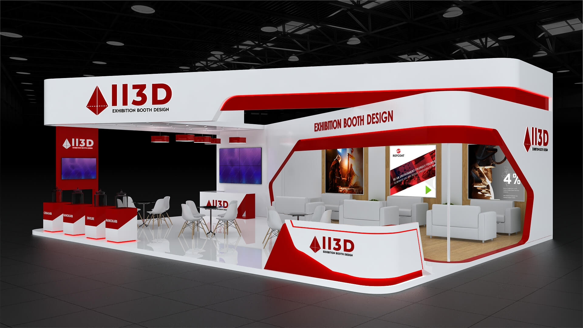 Exhibition Stand Stall Three Side Open 8X10 - 3D Model by vivekt478