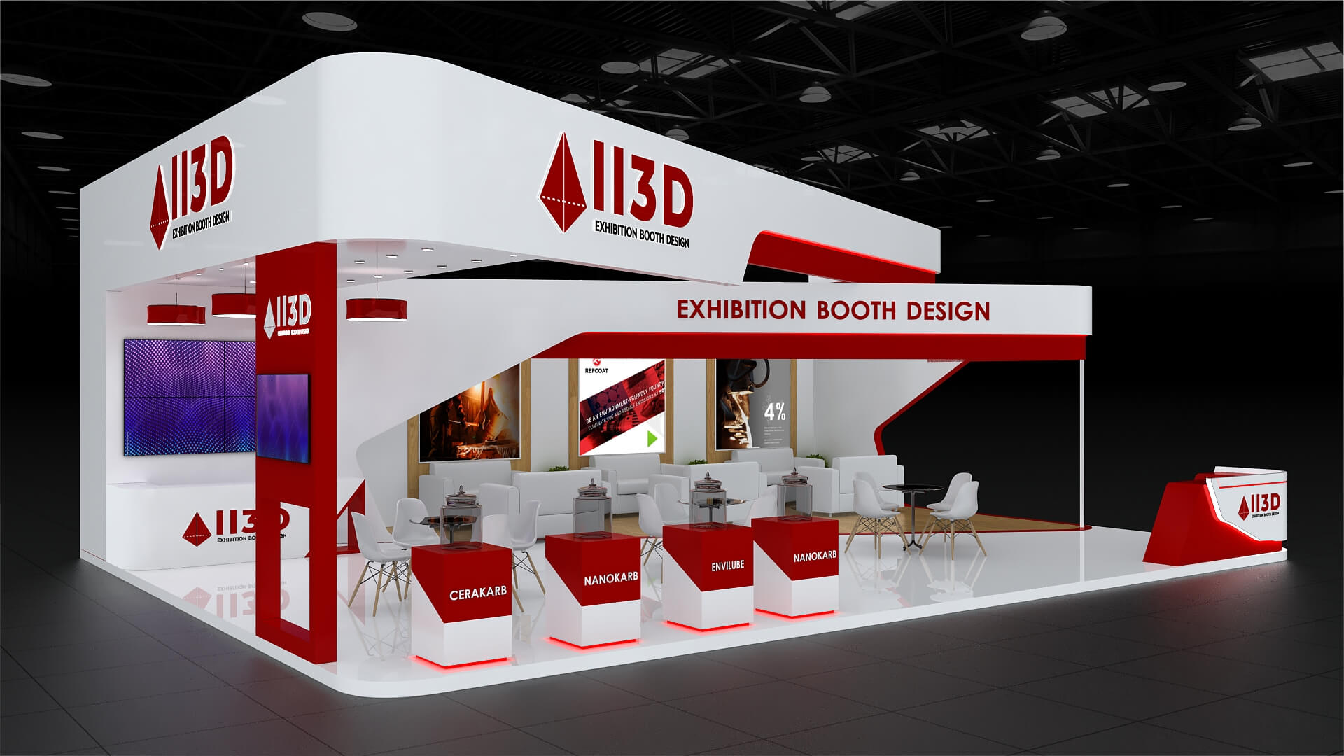 Exhibition Stand Stall Three Side Open 8X10 - 3D Model by vivekt478