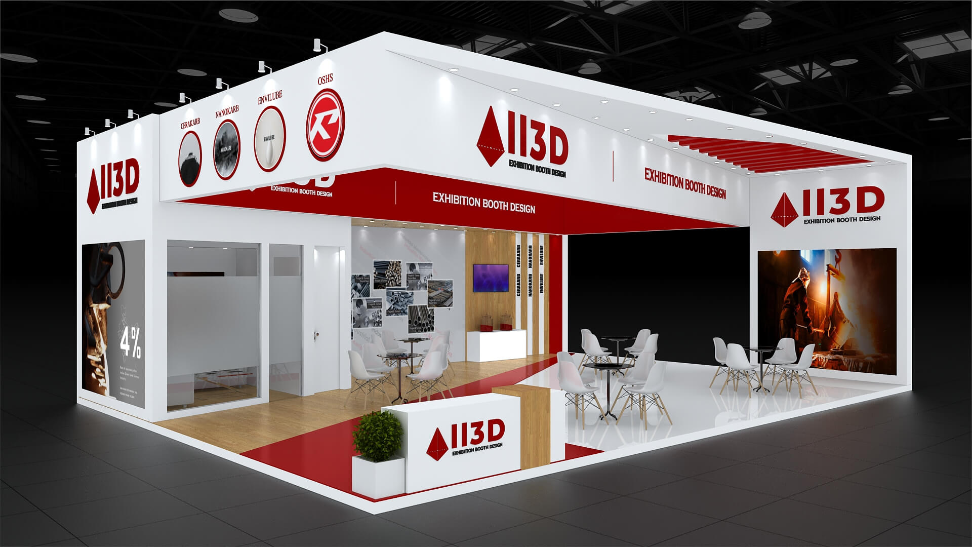 Exhibition Stand Stall Three Side Open 8X10 - 3D Model by vivekt478