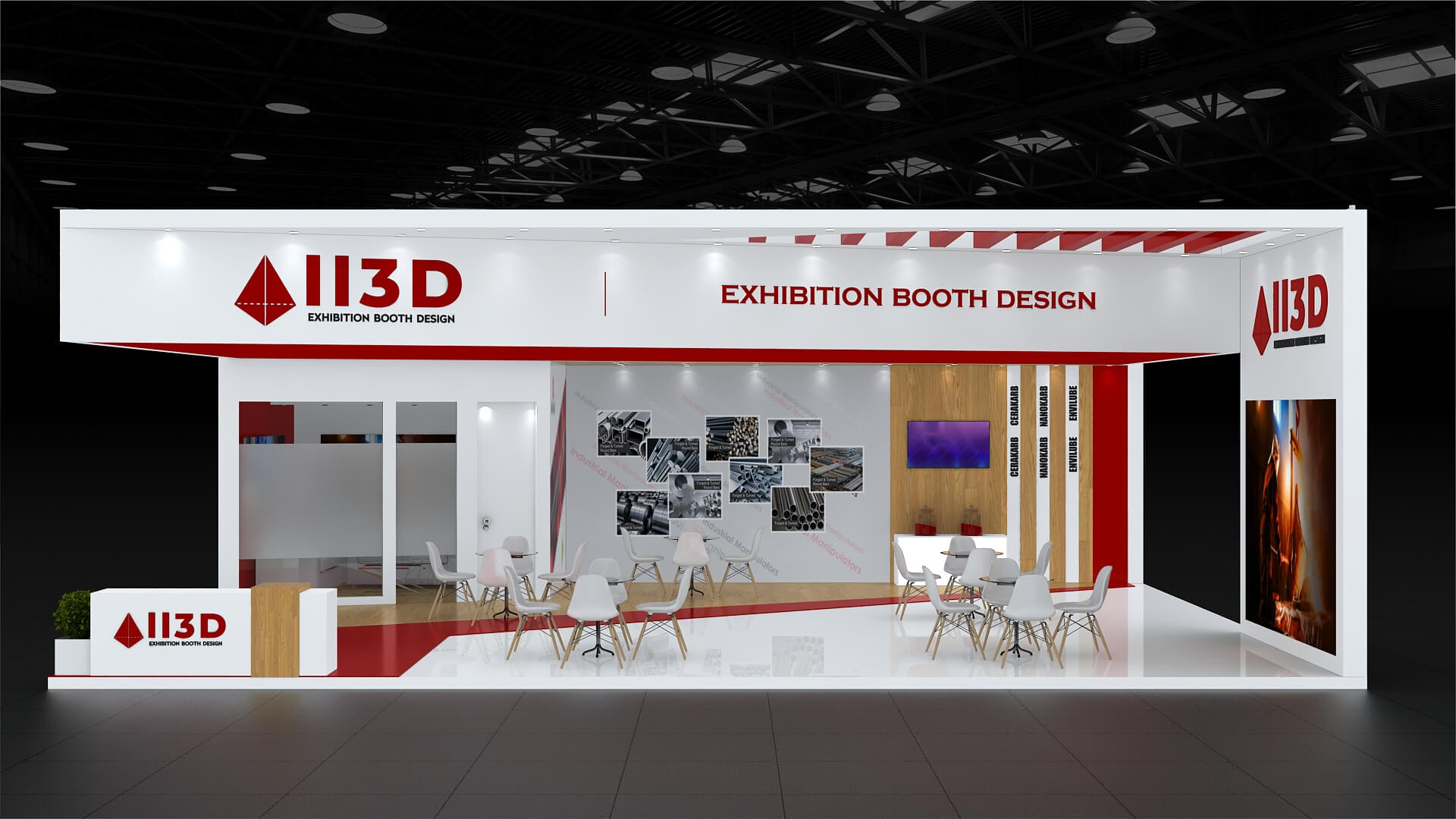 Exhibition Stand Stall Three Side Open 8X10 - 3D Model by vivekt478