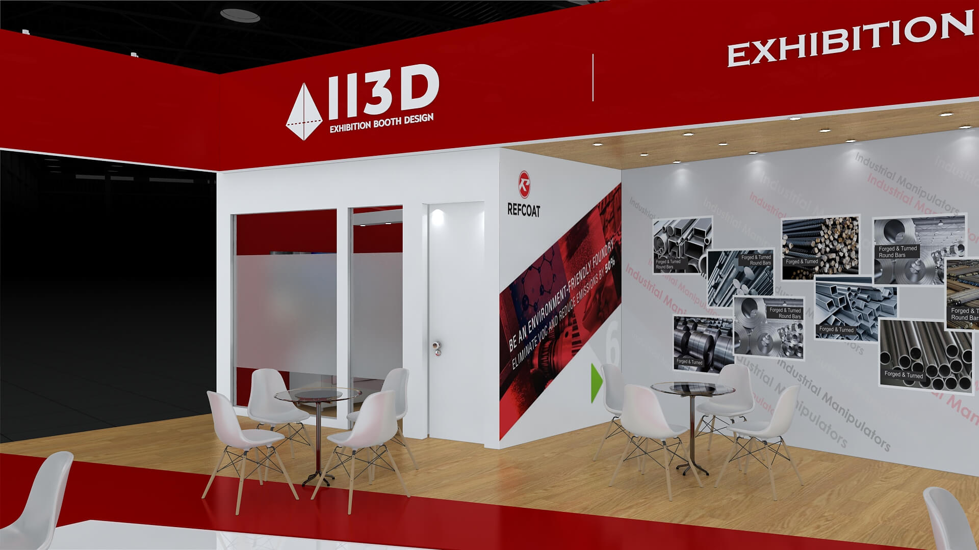 Exhibition Stand Stall Three Side Open 8X10 - 3D Model by vivekt478