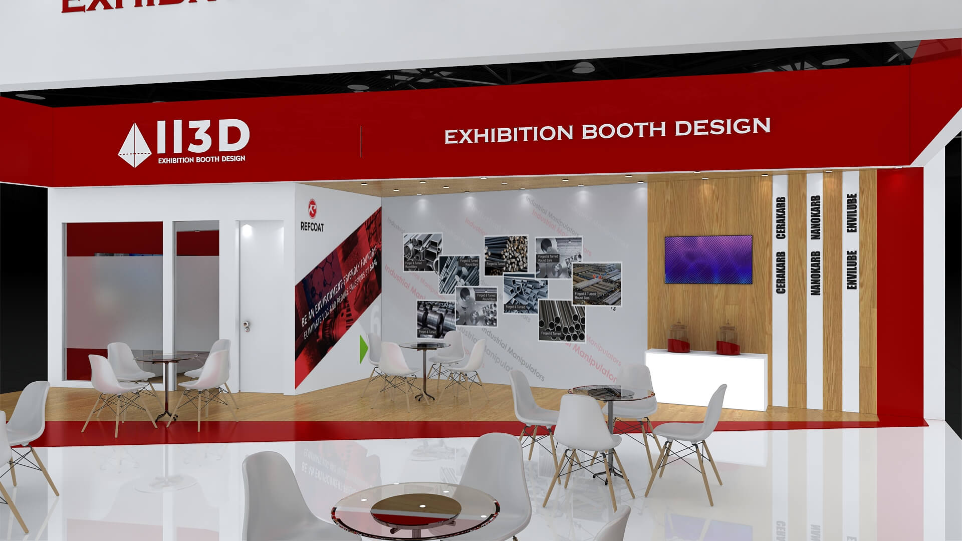 Exhibition Stand Stall Three Side Open 8X10 - 3D Model by vivekt478
