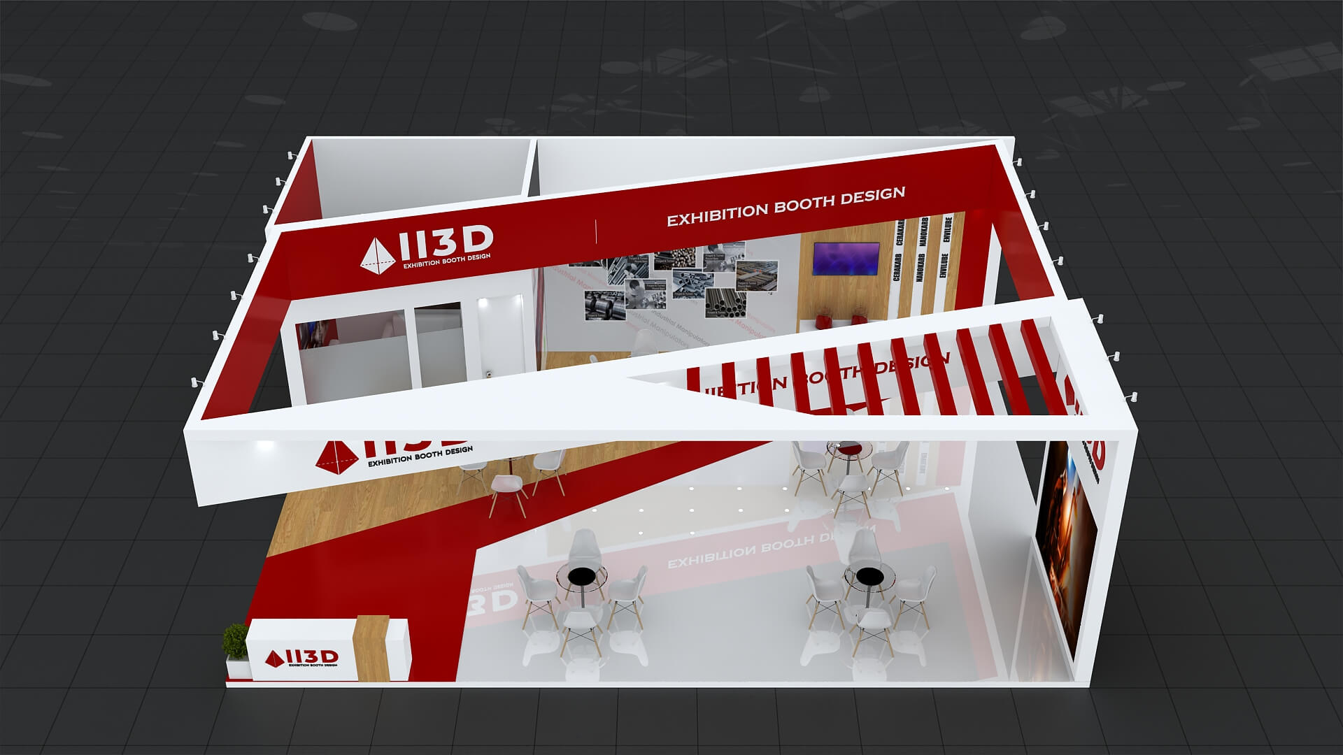 Exhibition Stand Stall Three Side Open 8X10 - 3D Model by vivekt478