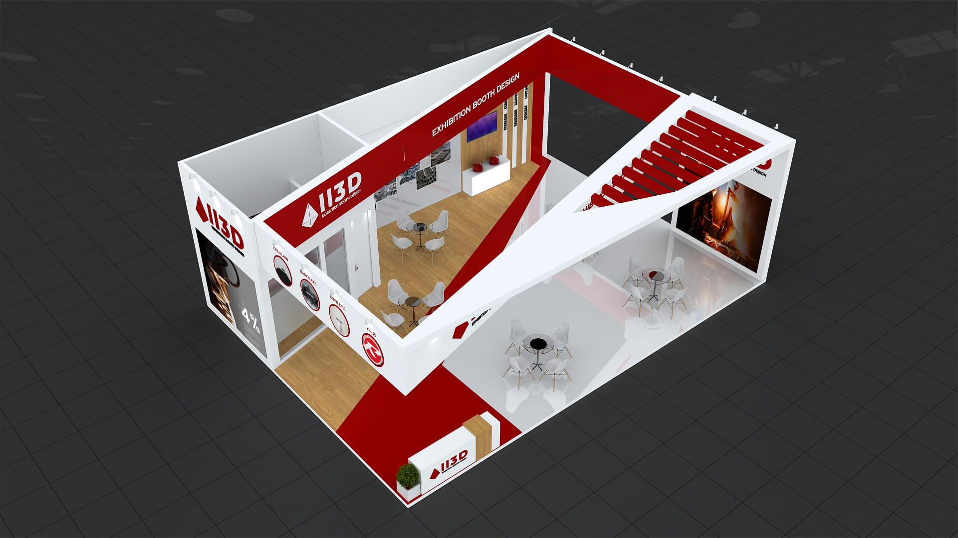 Exhibition Stand Stall Three Side Open 8X10 - 3D Model by vivekt478