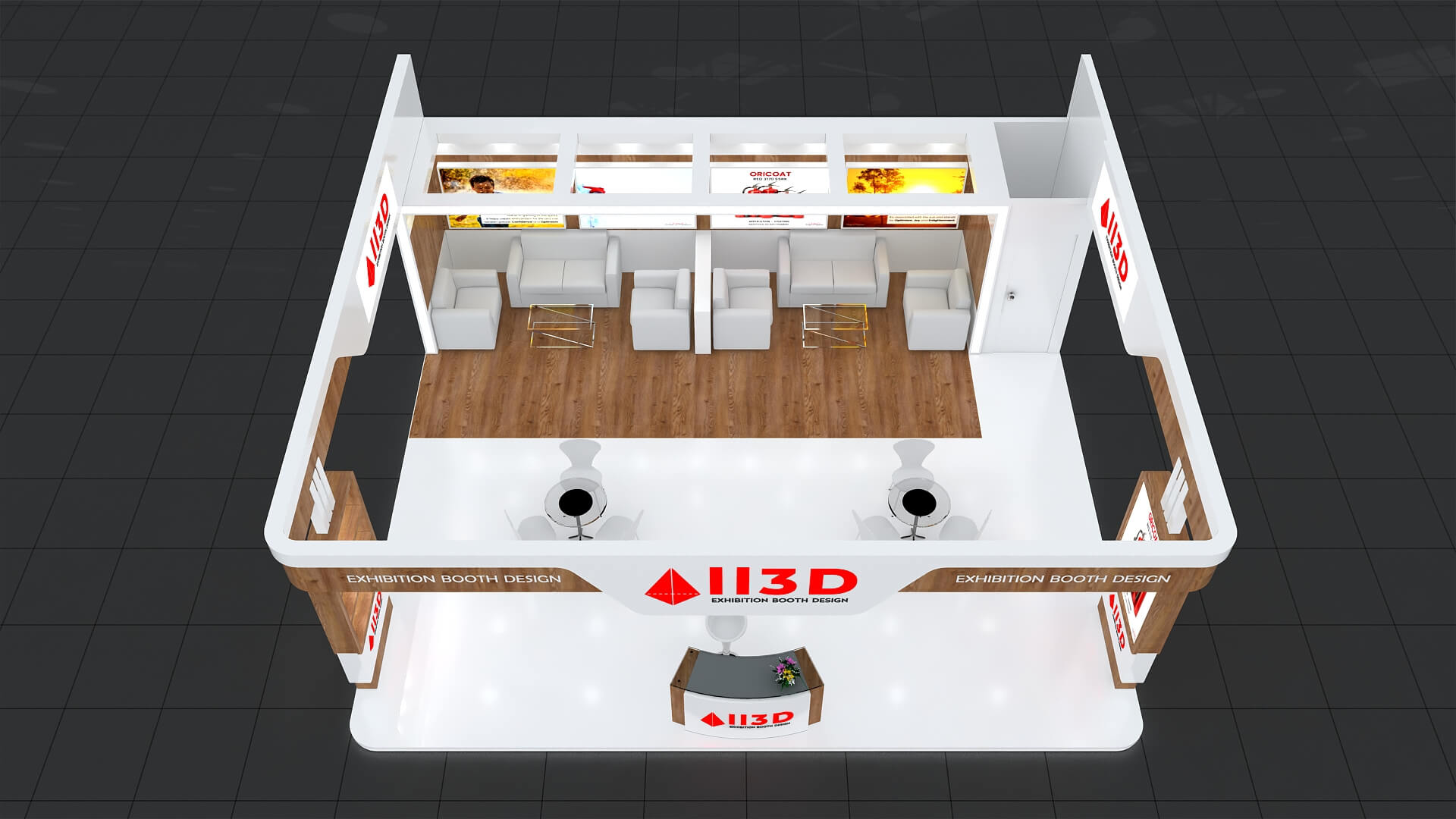 Exhibition Stand Stall Three Side Open 8X7 - 3D Model by vivekt478