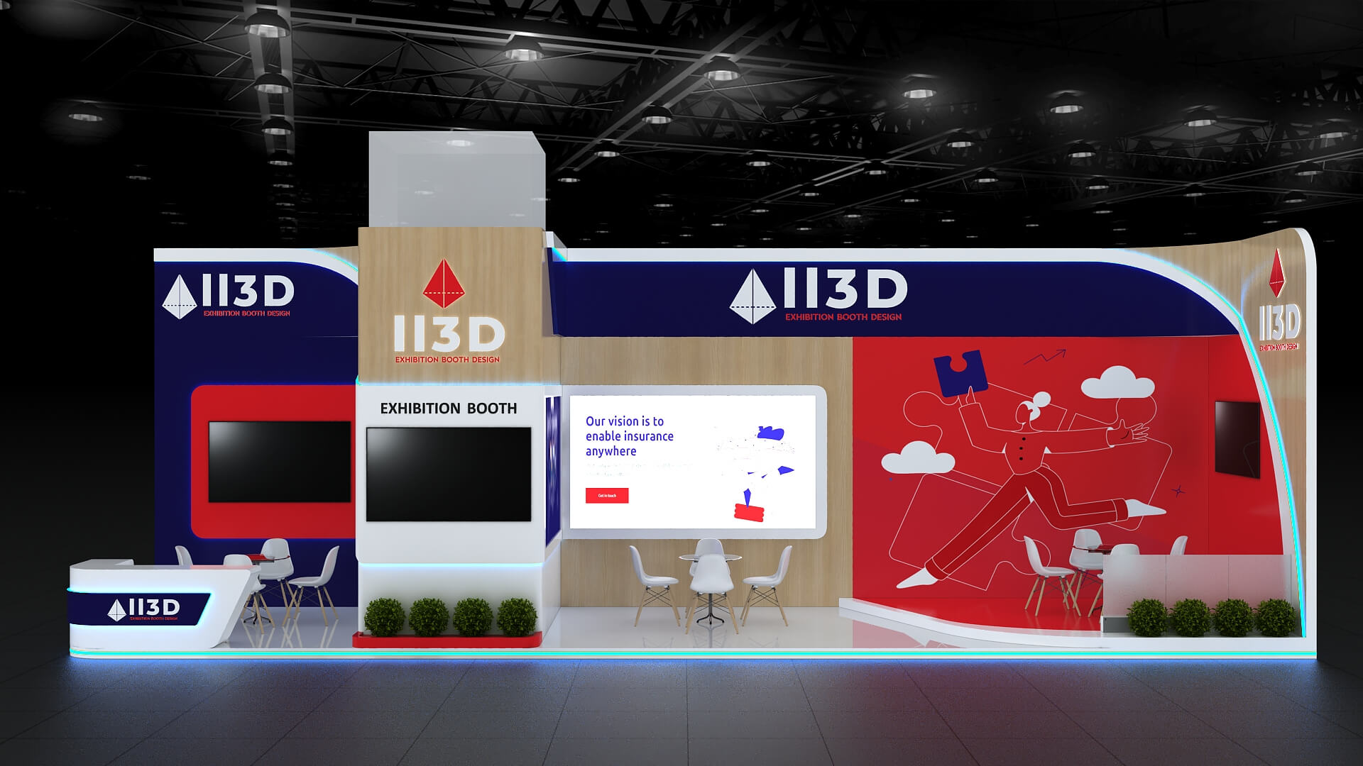 Exhibition Stand Stall Two Side Open 12X3 - 3D Model by vivekt478