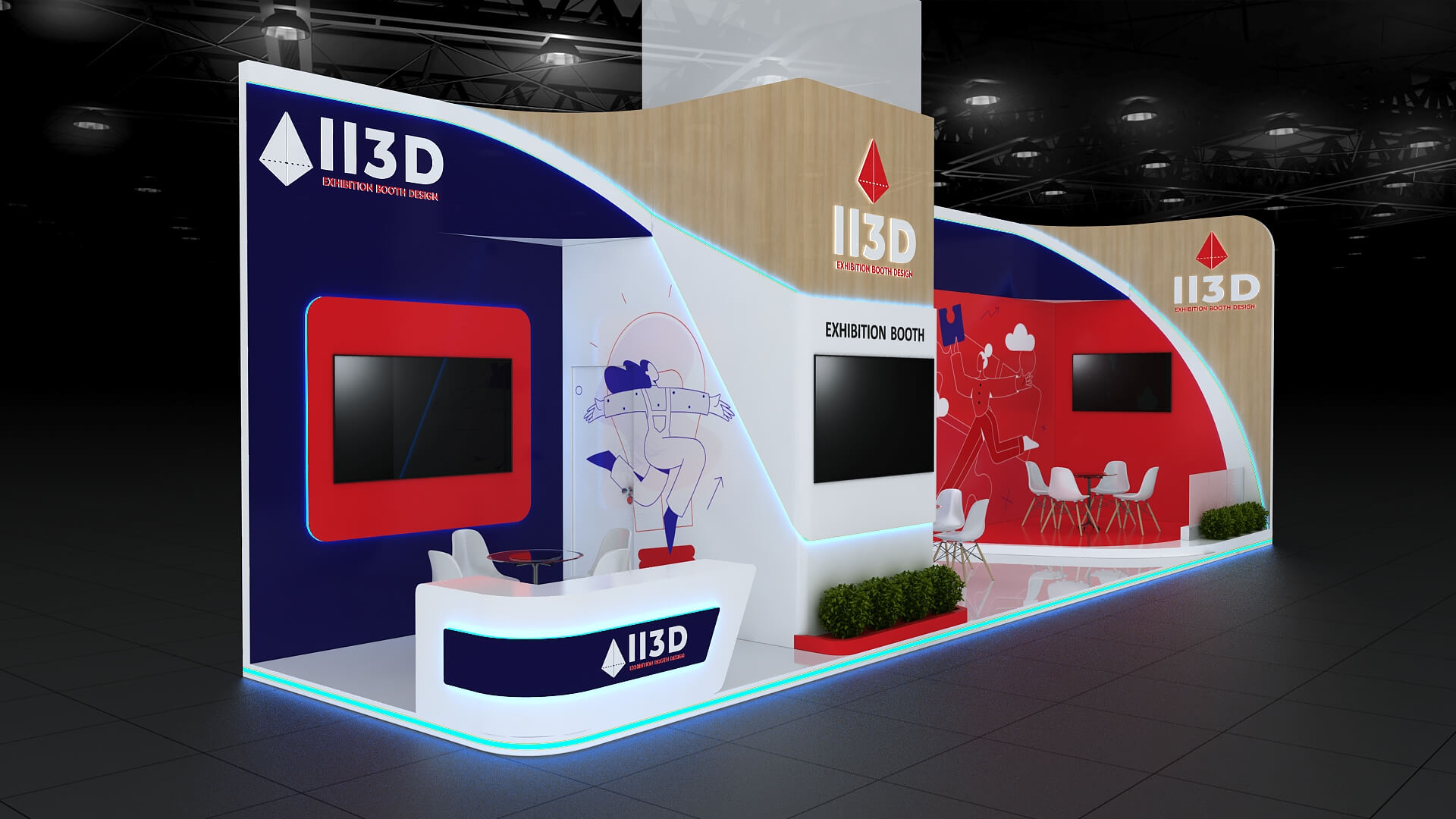 Exhibition Stand Stall Two Side Open 12X3 - 3D Model by vivekt478