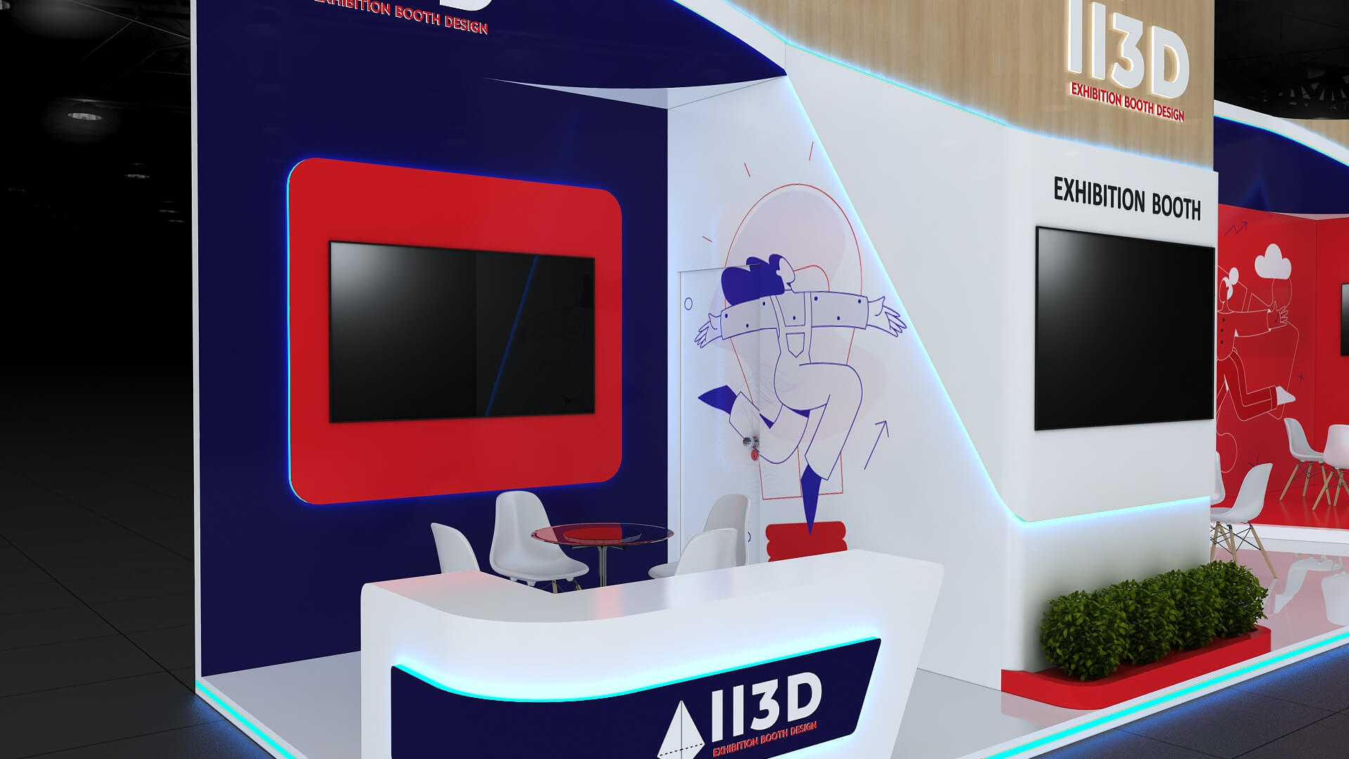 Exhibition Stand Stall Two Side Open 12X3 - 3D Model by vivekt478