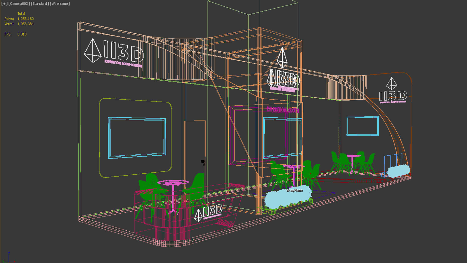 Exhibition Stand Stall Two Side Open 12X3 - 3D Model by vivekt478