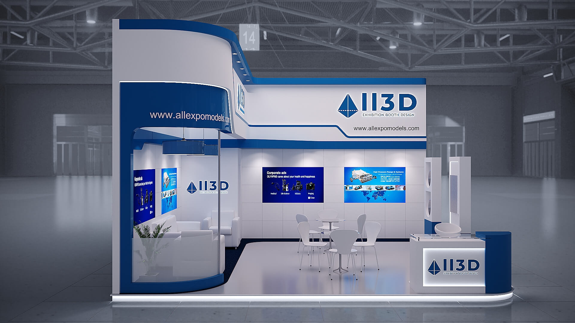 Exhibition Stand Stall Two Side Open 6X6 - 3D Model by vivekt478