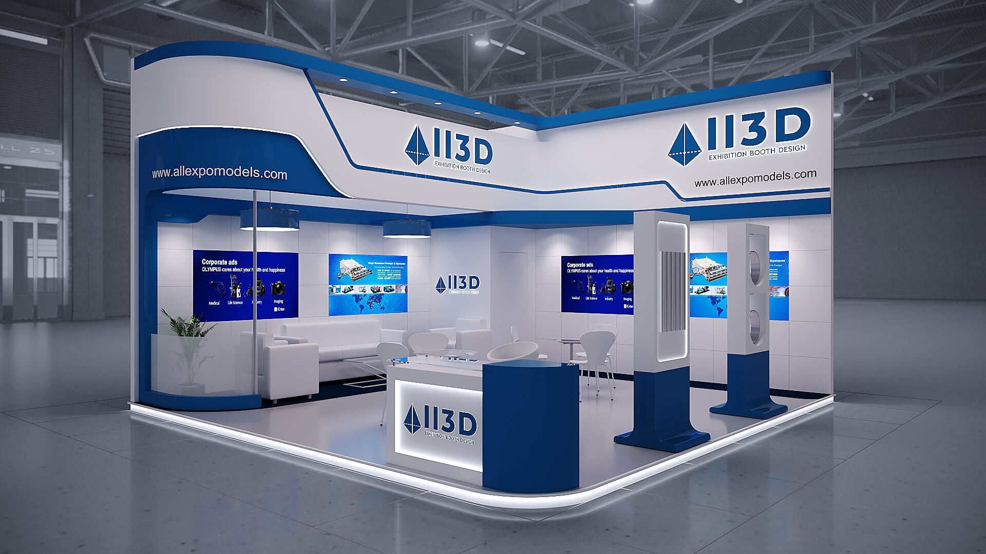 Exhibition Stand Stall Two Side Open 6X6 - 3D Model by vivekt478