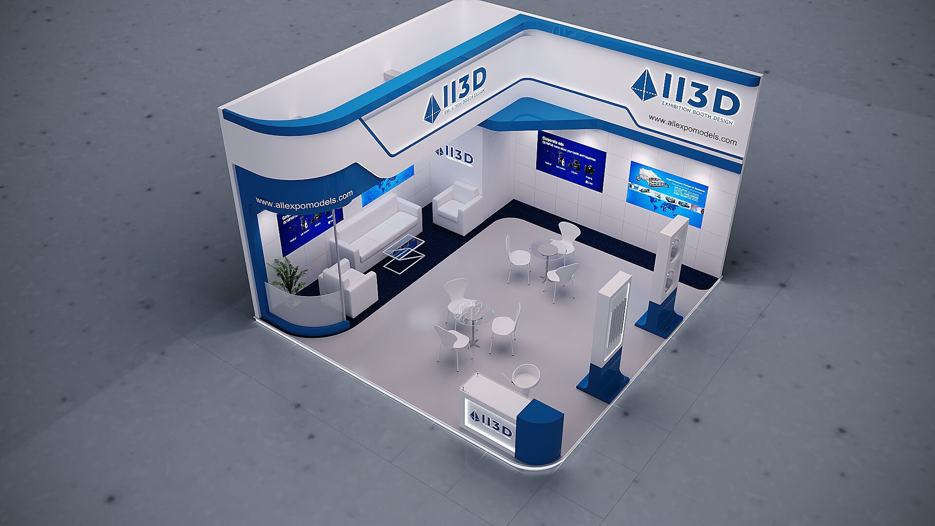 Exhibition Stand Stall Two Side Open 6X6 - 3D Model by vivekt478