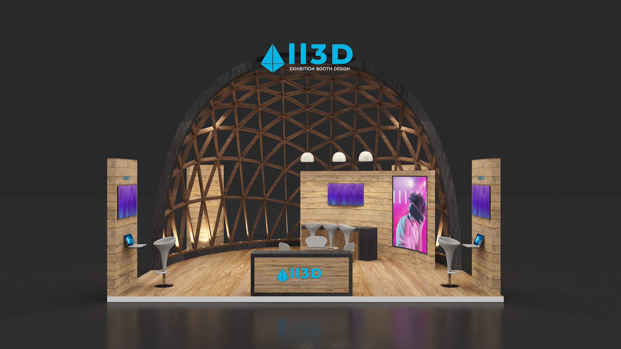 Exhibition Stand Stall Two Side Open 7X7 - 3D Model by vivekt478