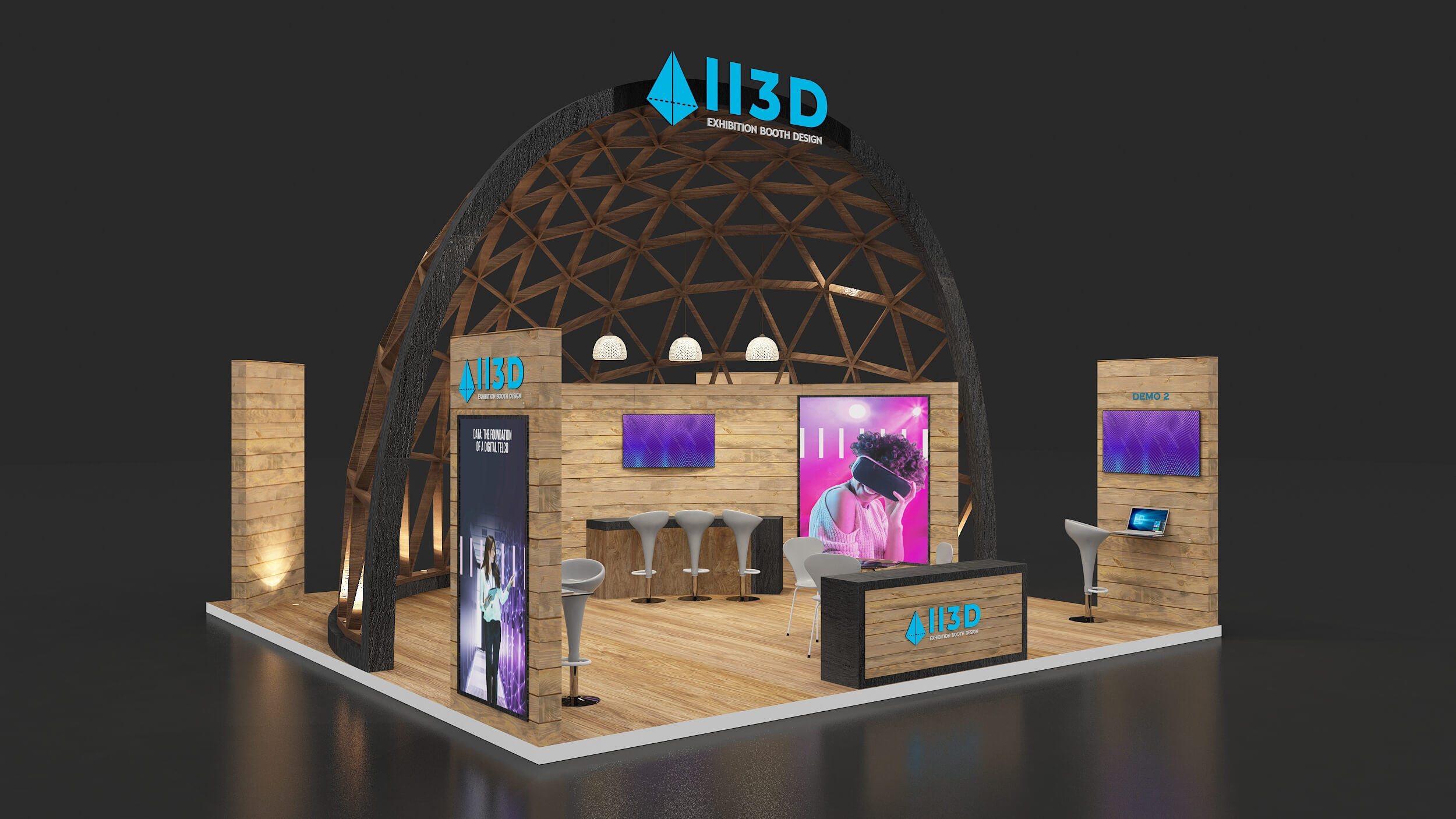Exhibition Stand Stall Two Side Open 7X7 - 3D Model by vivekt478