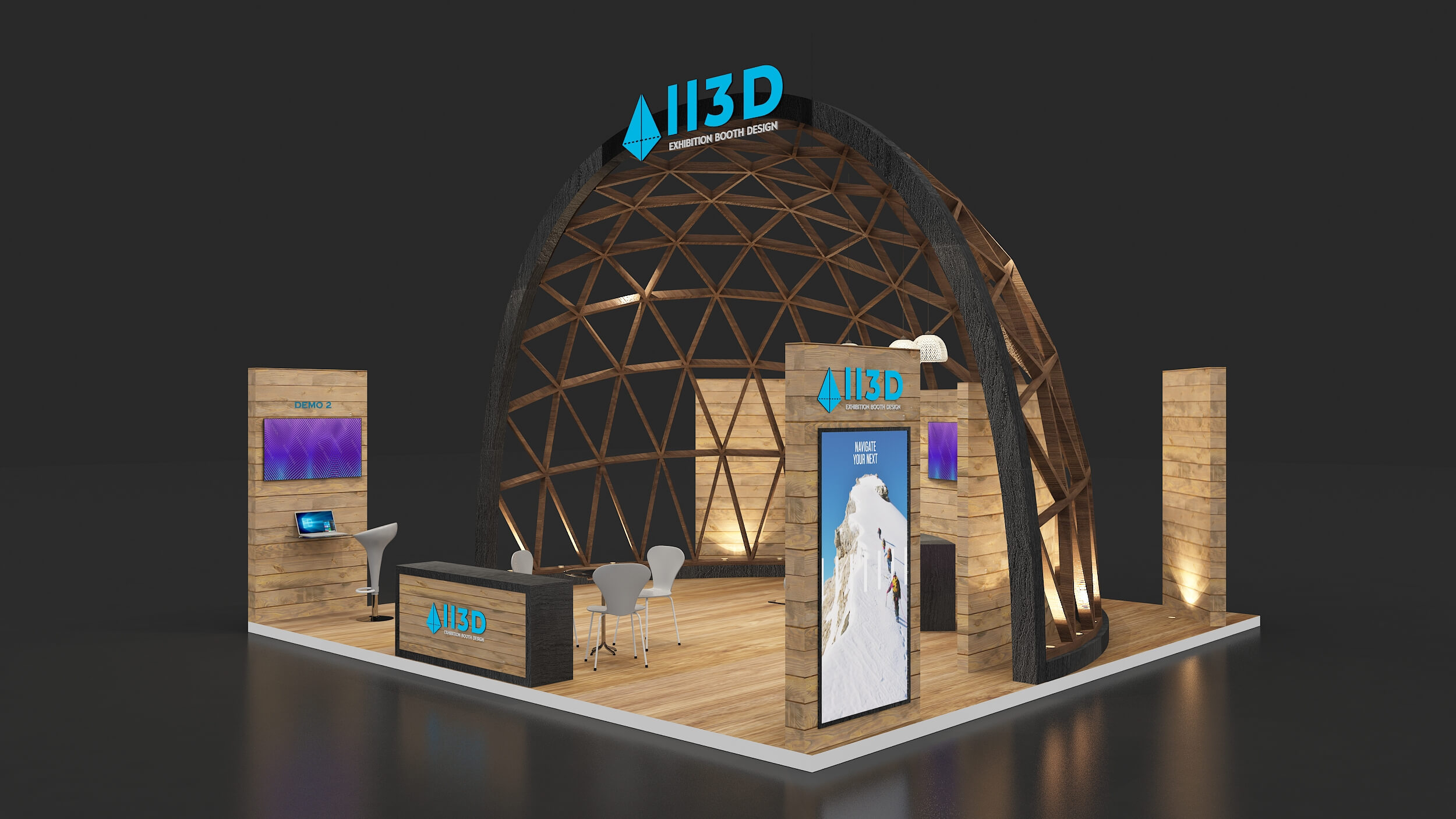 Exhibition Stand Stall Two Side Open 7X7 - 3D Model by vivekt478