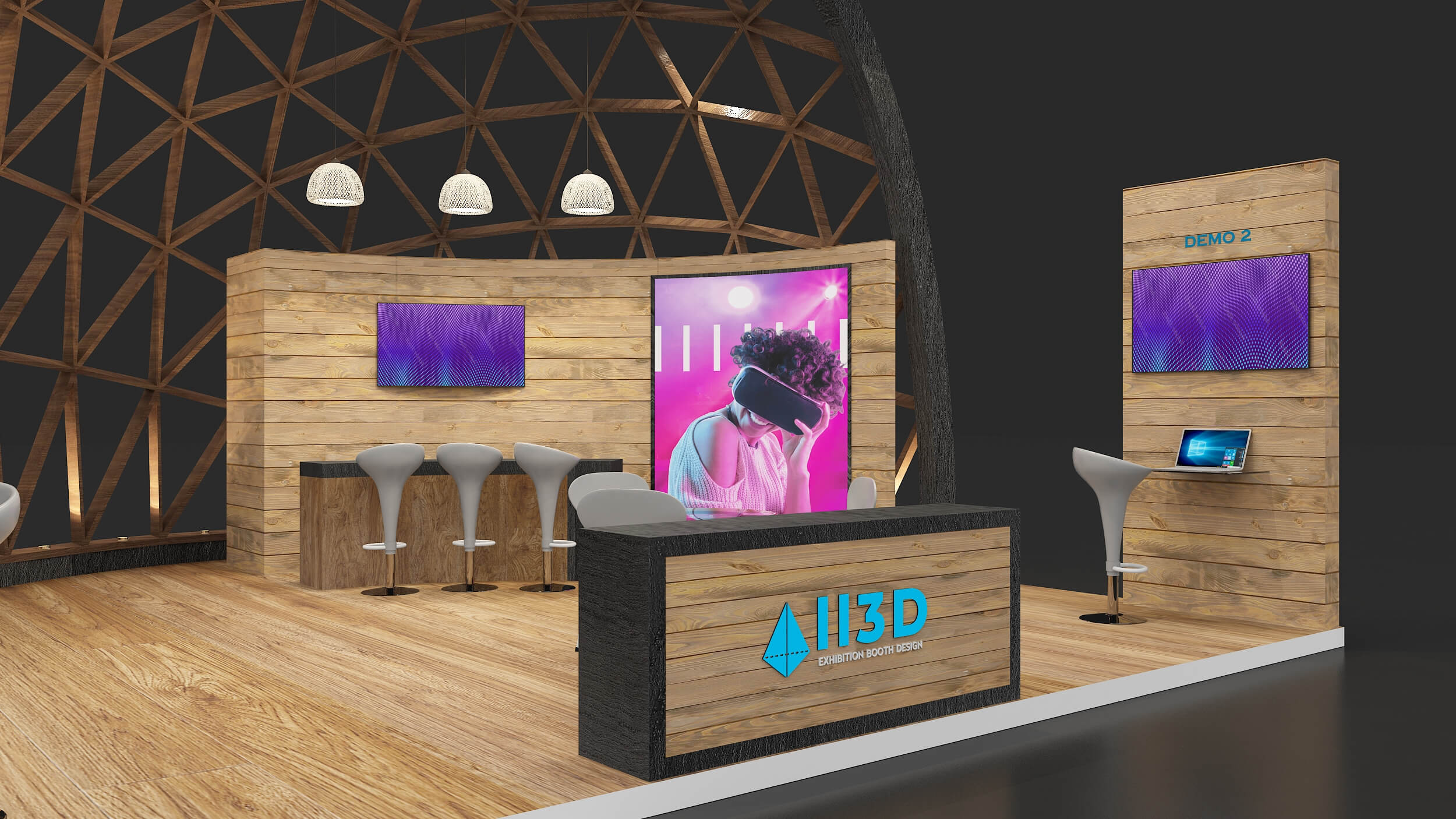 Exhibition Stand Stall Two Side Open 7X7 - 3D Model by vivekt478