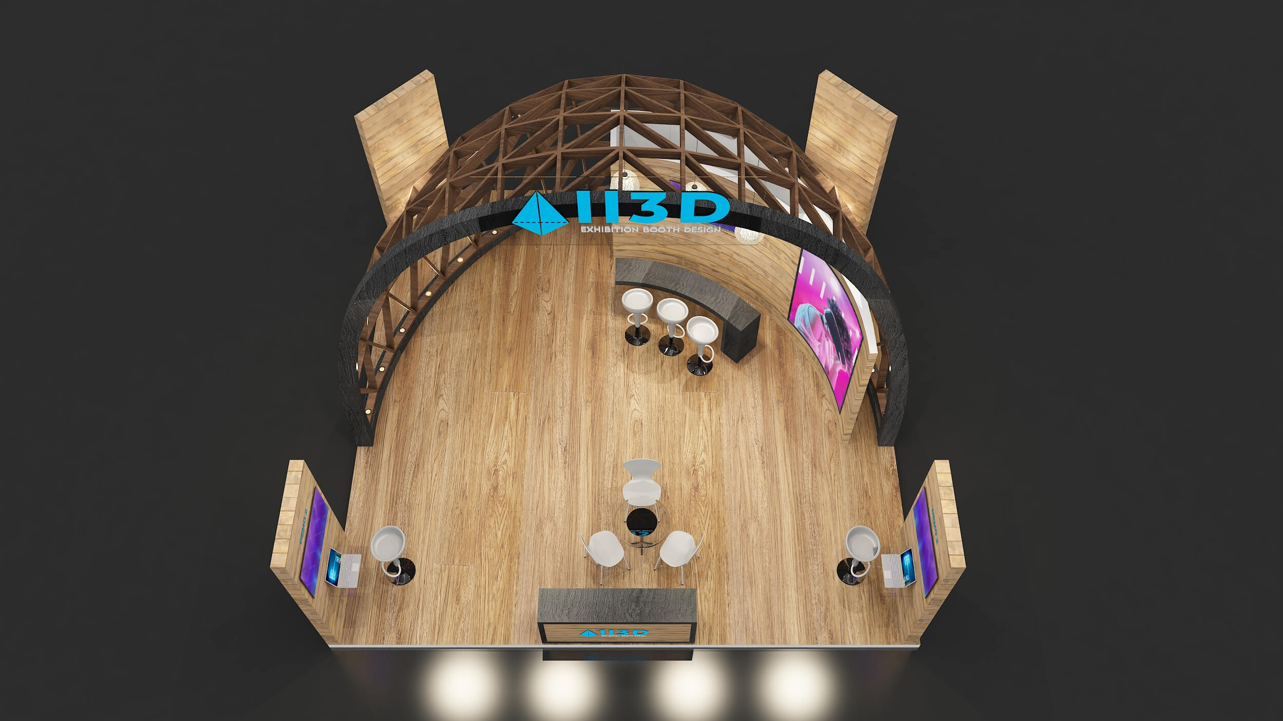 Exhibition Stand Stall Two Side Open 7X7 - 3D Model by vivekt478