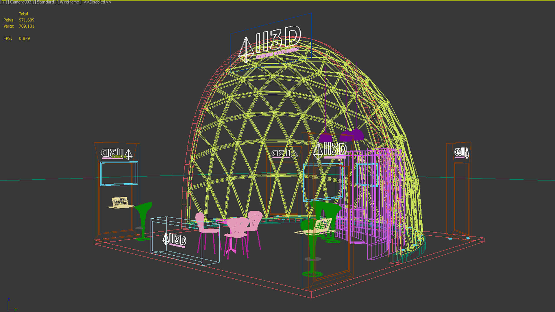 Exhibition Stand Stall Two Side Open 7X7 - 3D Model by vivekt478