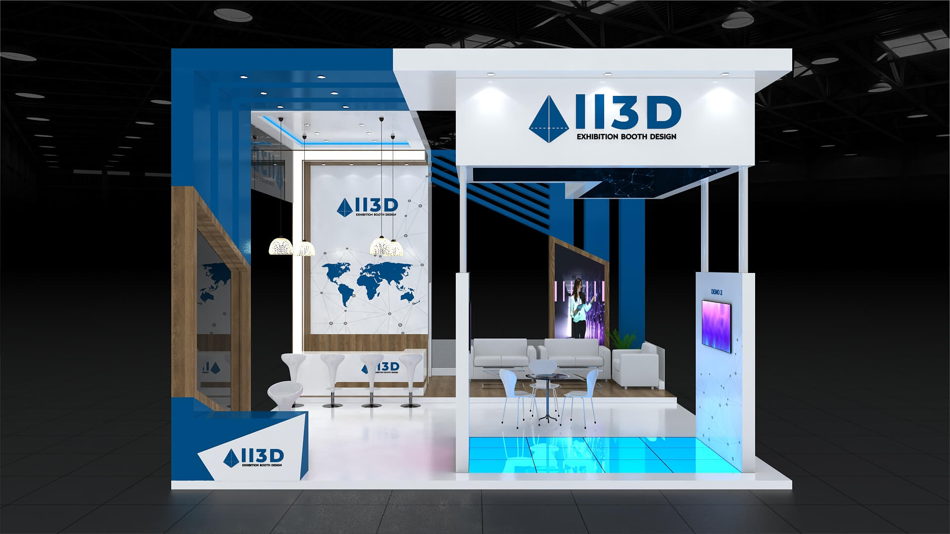 Exhibition Stand Stall Two Side Open 7X7 - 3D Model by vivekt478