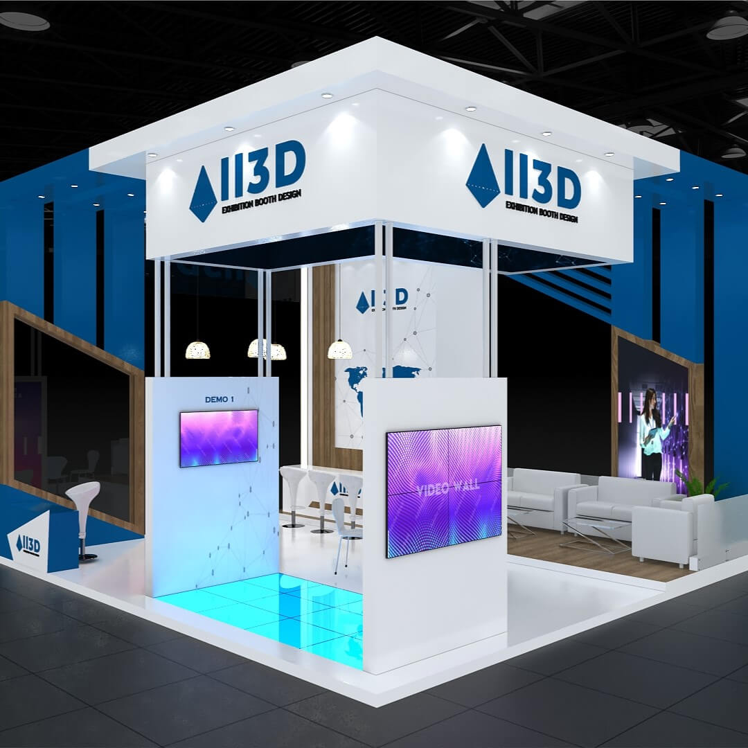 Exhibition Stand Stall Two Side Open 7X7 - 3D Model by vivekt478