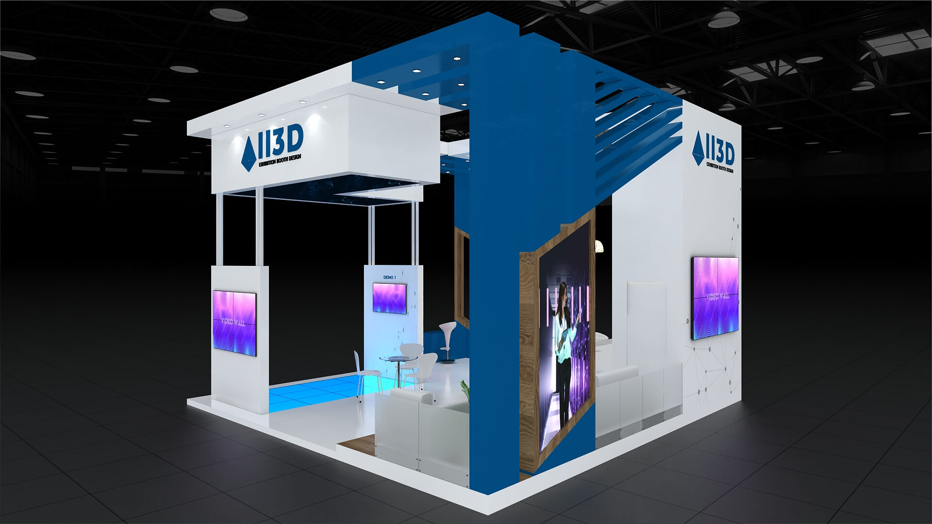 Exhibition Stand Stall Two Side Open 7X7 - 3D Model by vivekt478