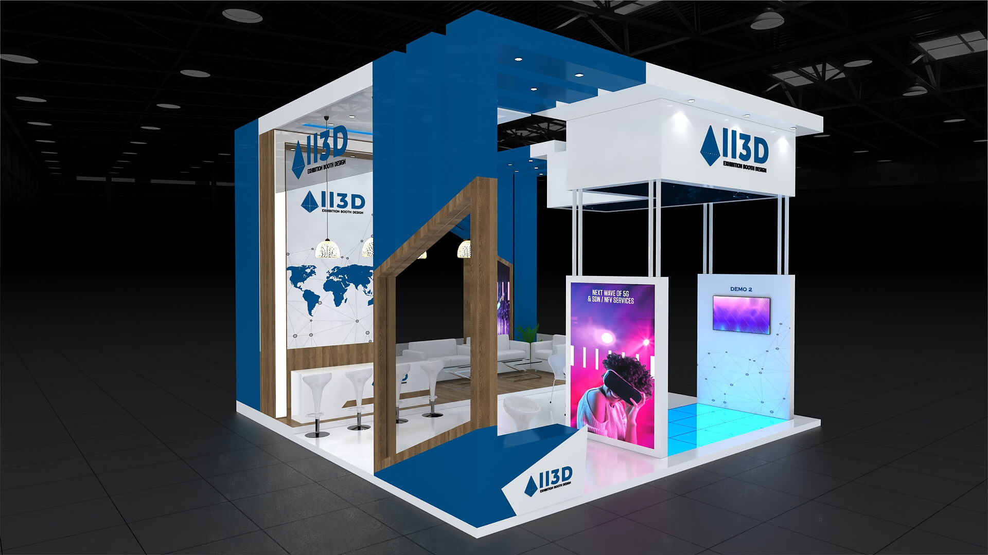 Exhibition Stand Stall Two Side Open 7X7 - 3D Model by vivekt478