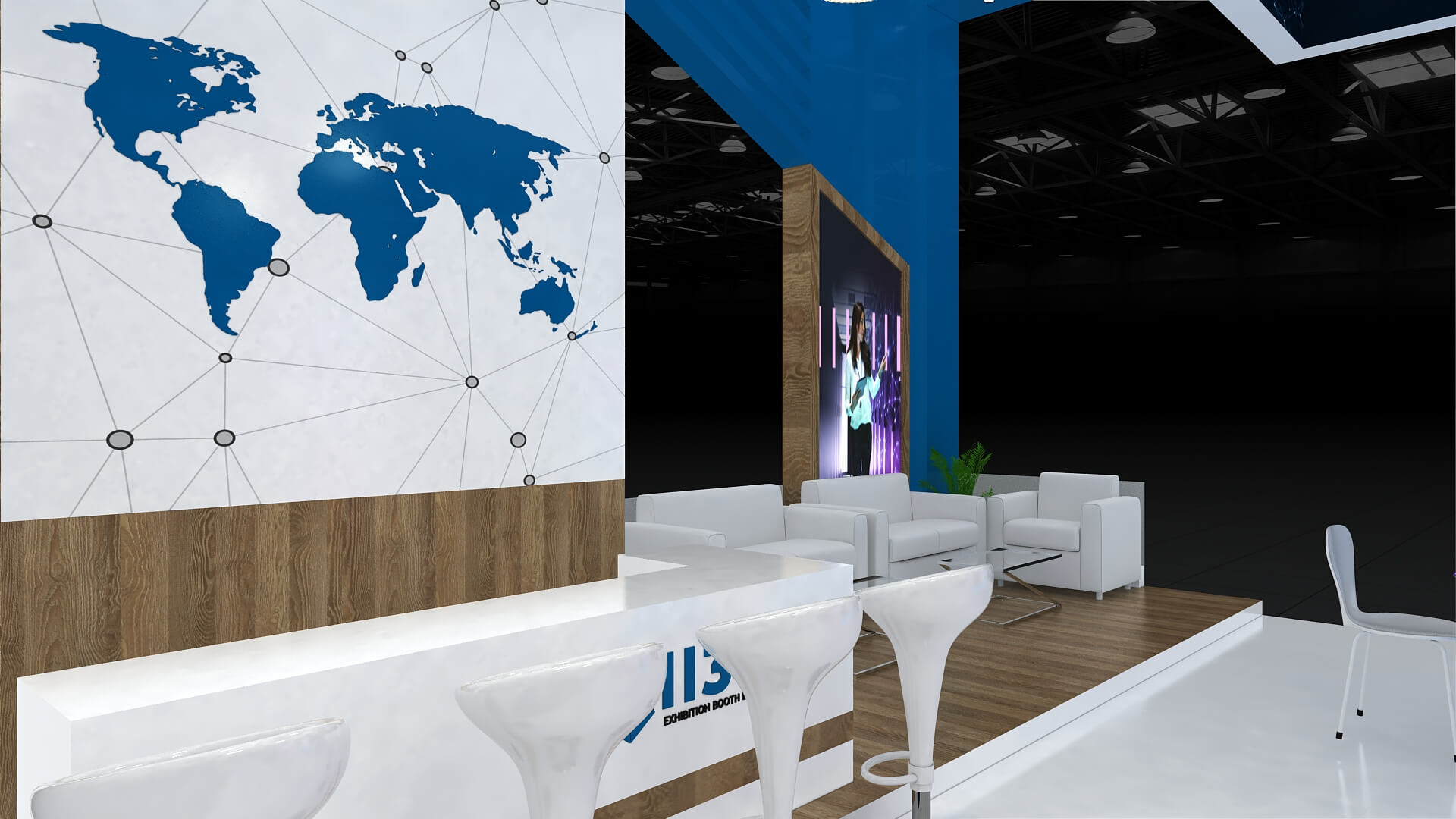 Exhibition Stand Stall Two Side Open 7X7 - 3D Model by vivekt478