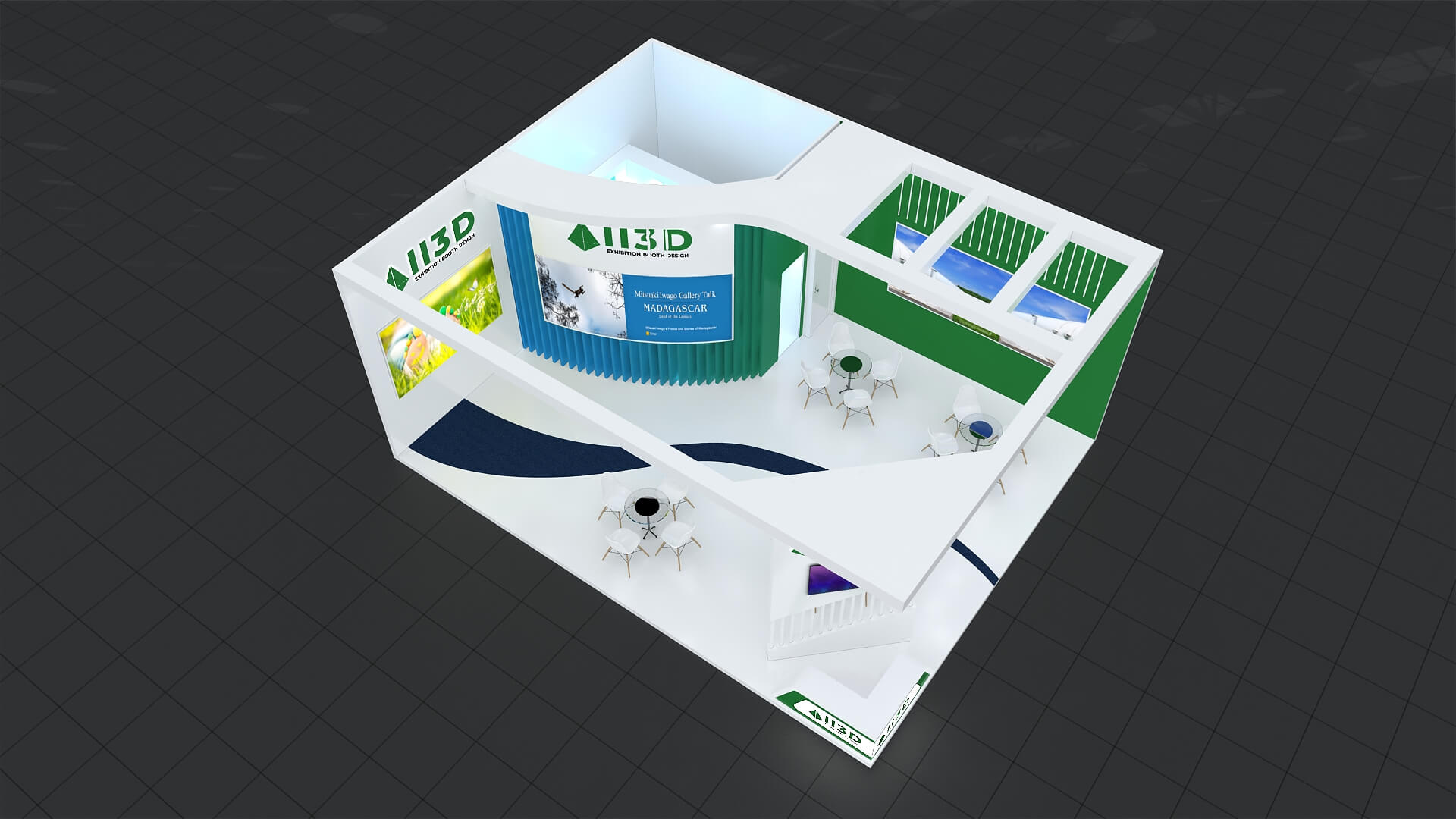 Exhibition Stand Stall Two Side Open 9X7 - 3D Model by vivekt478