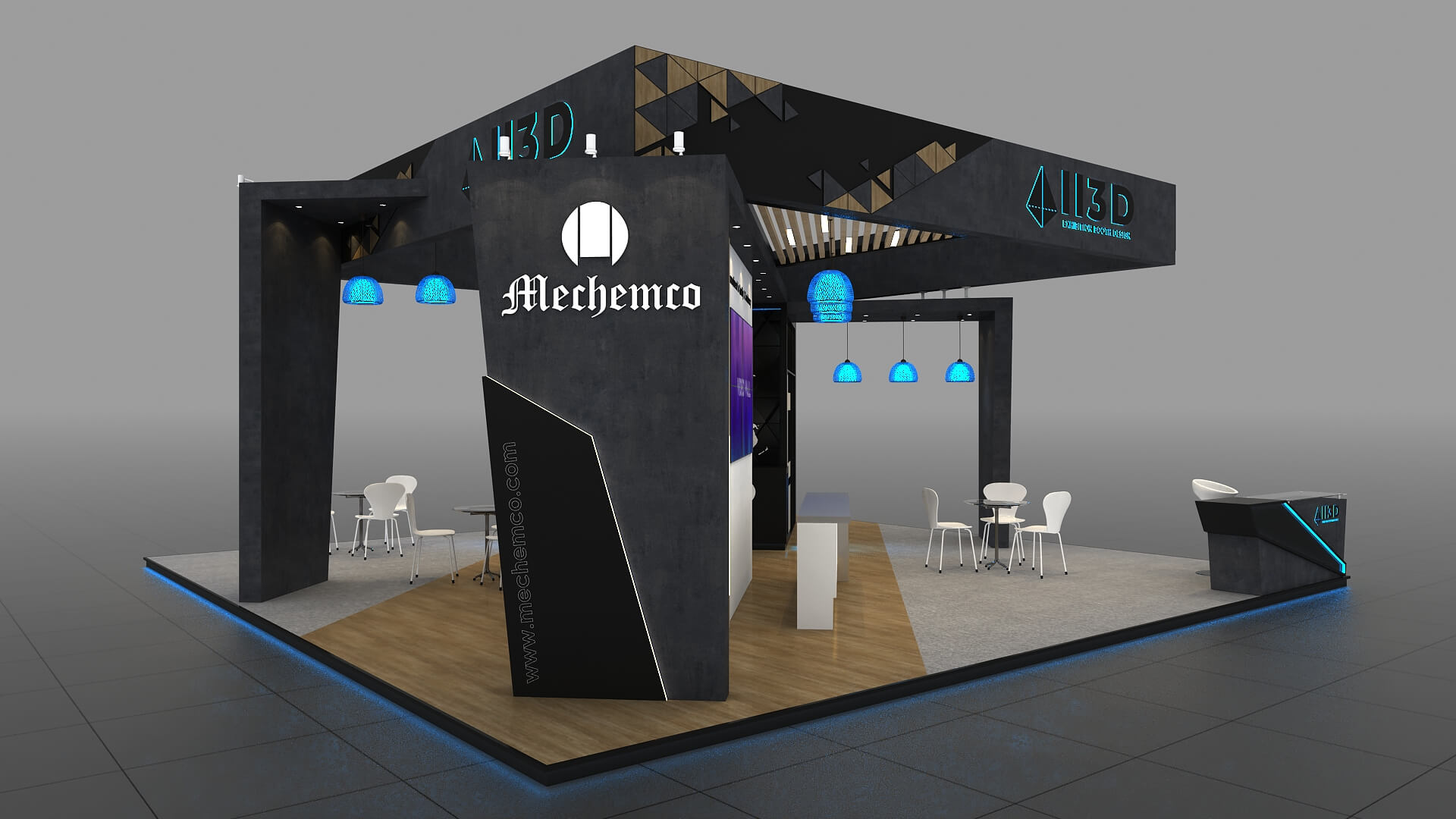 Exhibition Stand Stall Two Side Open 9X9 - 3D Model by vivekt478