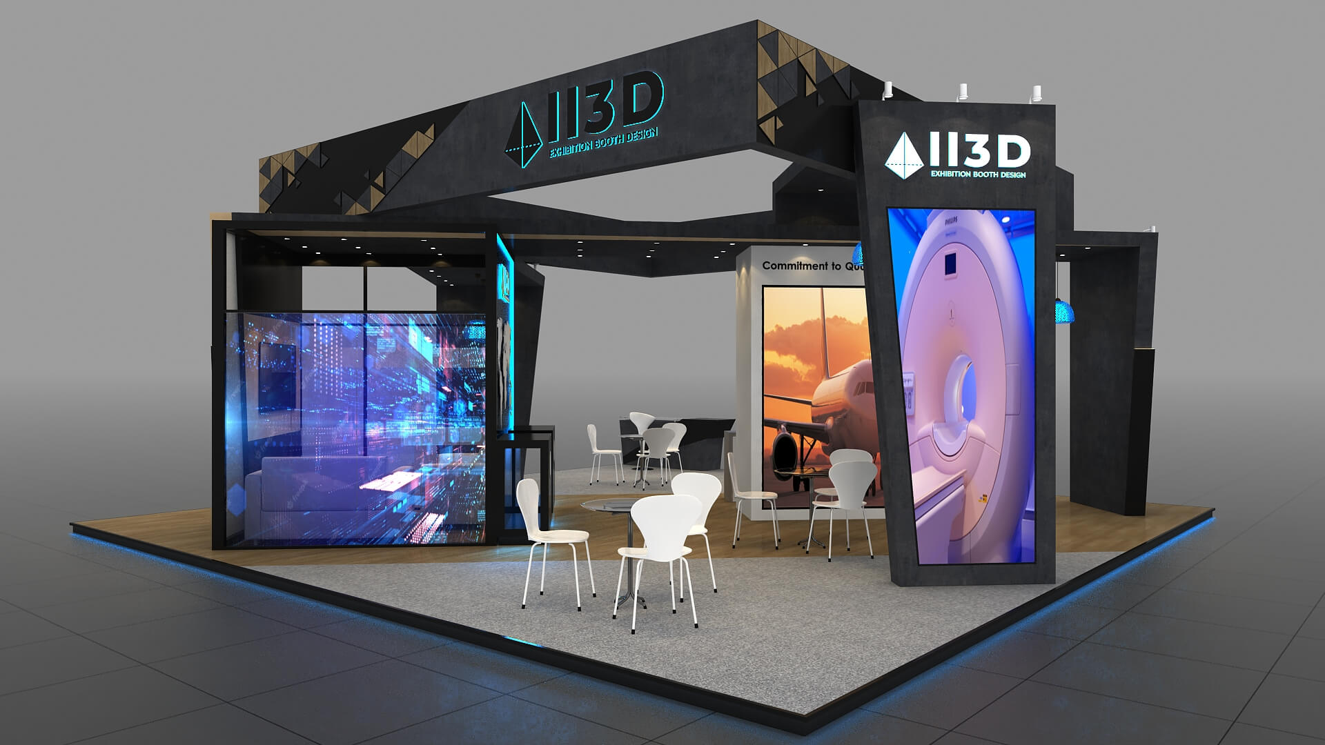 Exhibition Stand Stall Two Side Open 9X9 - 3D Model by vivekt478