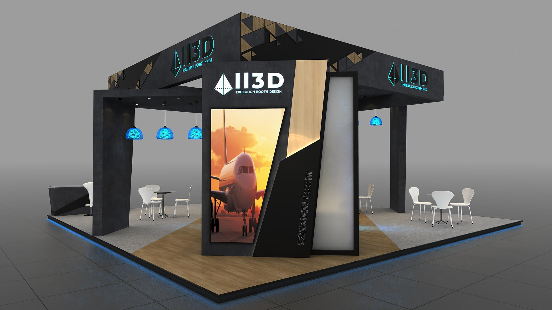 Exhibition Stand Stall Two Side Open 9X9 - 3D Model by vivekt478