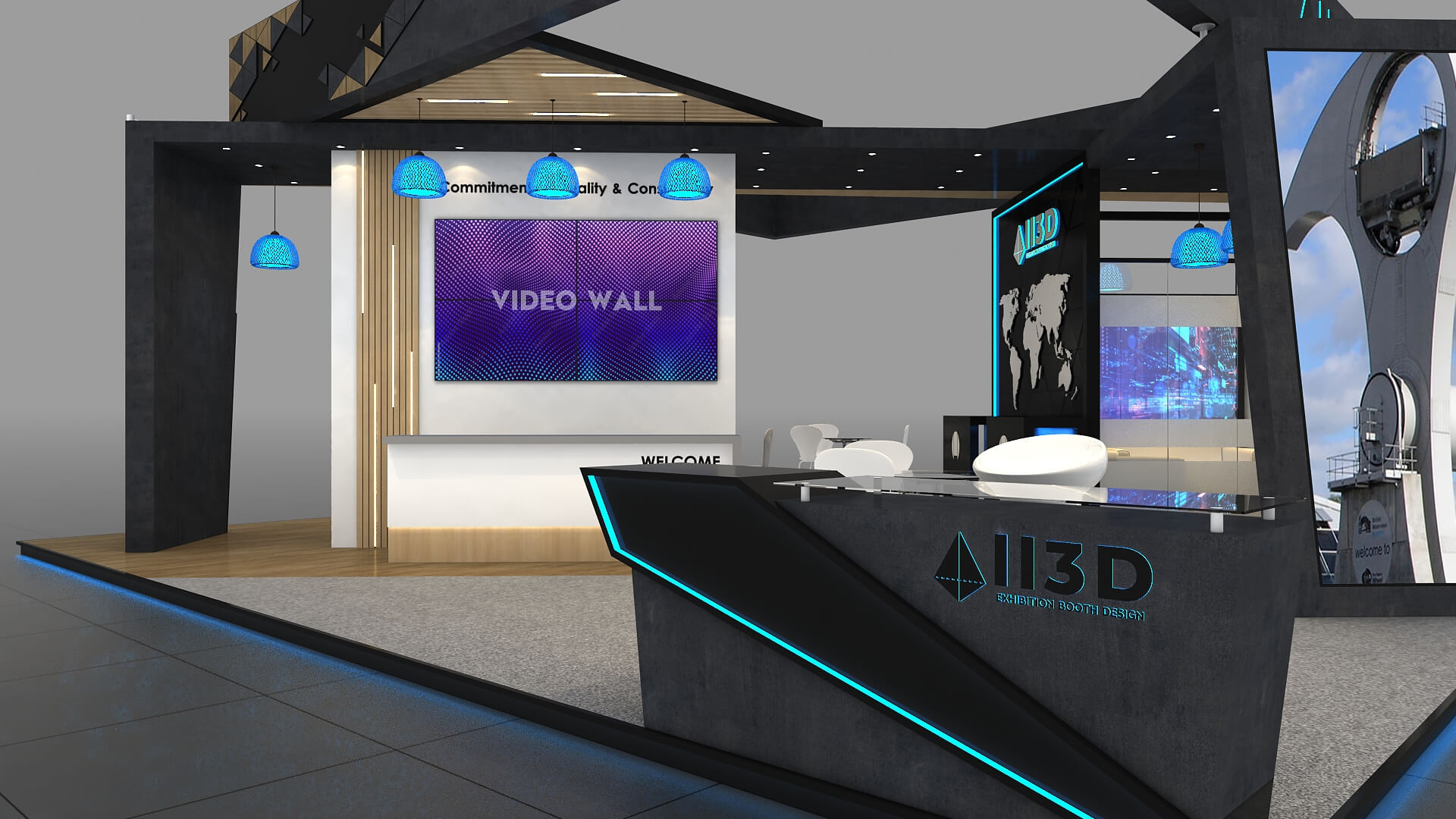 Exhibition Stand Stall Two Side Open 9X9 - 3D Model by vivekt478