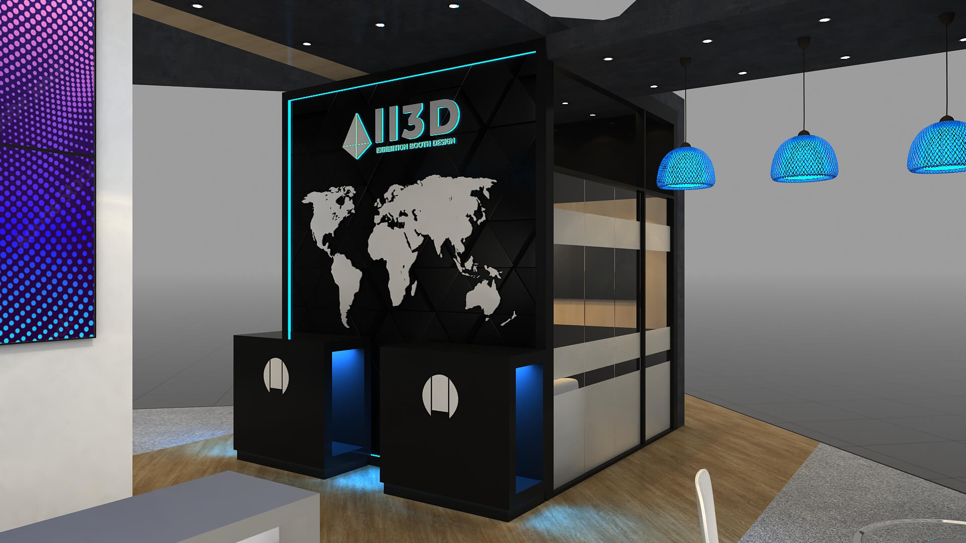 Exhibition Stand Stall Two Side Open 9X9 - 3D Model by vivekt478