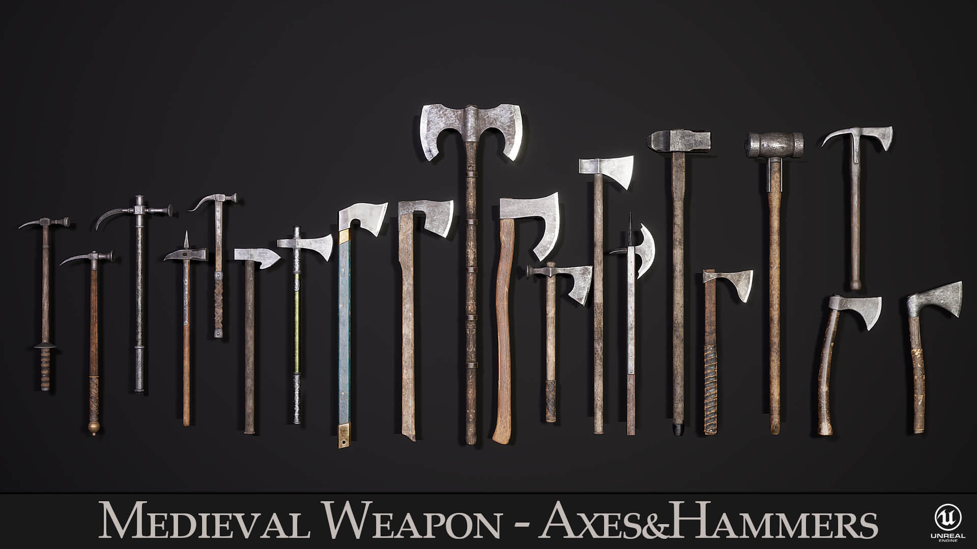 Medieval Weapon - Axes and Hammers 3D Model by Viverna