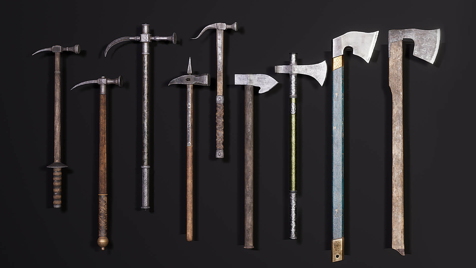 Medieval Weapon - Axes and Hammers 3D Model by Viverna