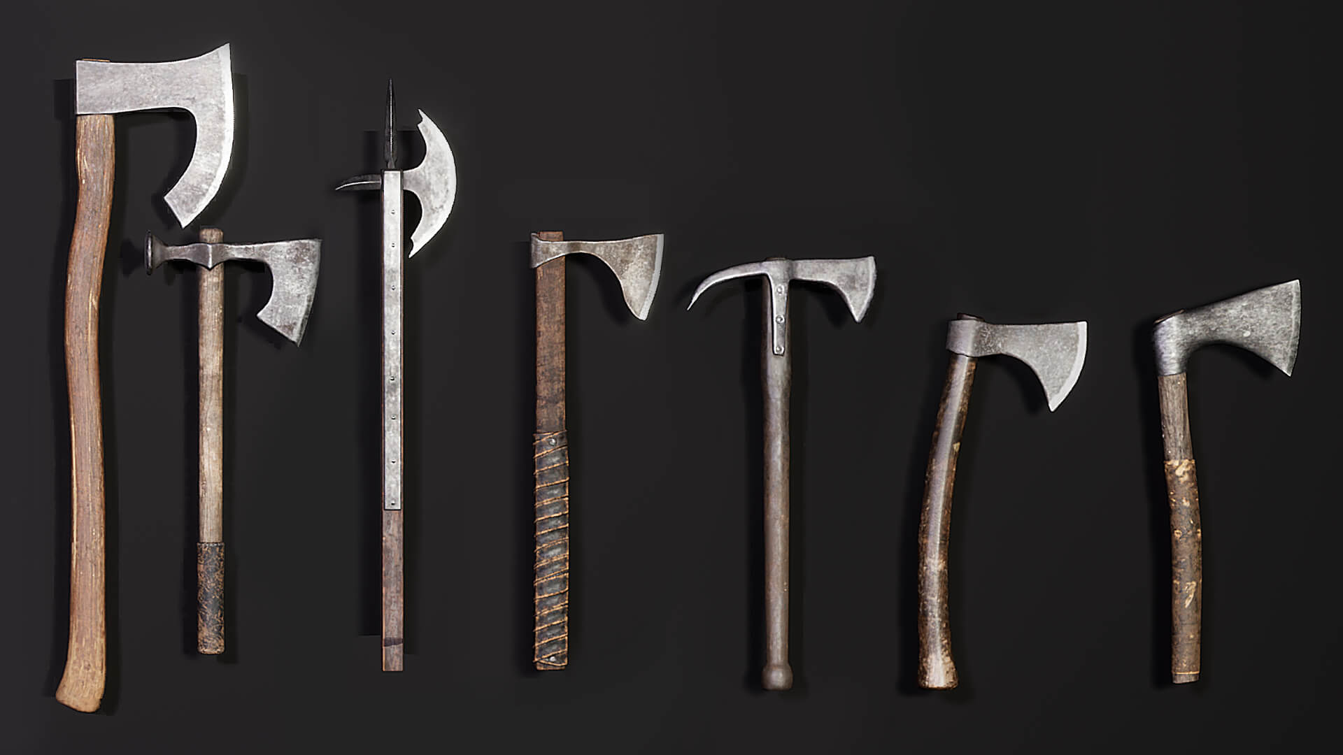 Medieval Weapon - Axes and Hammers 3D Model by Viverna