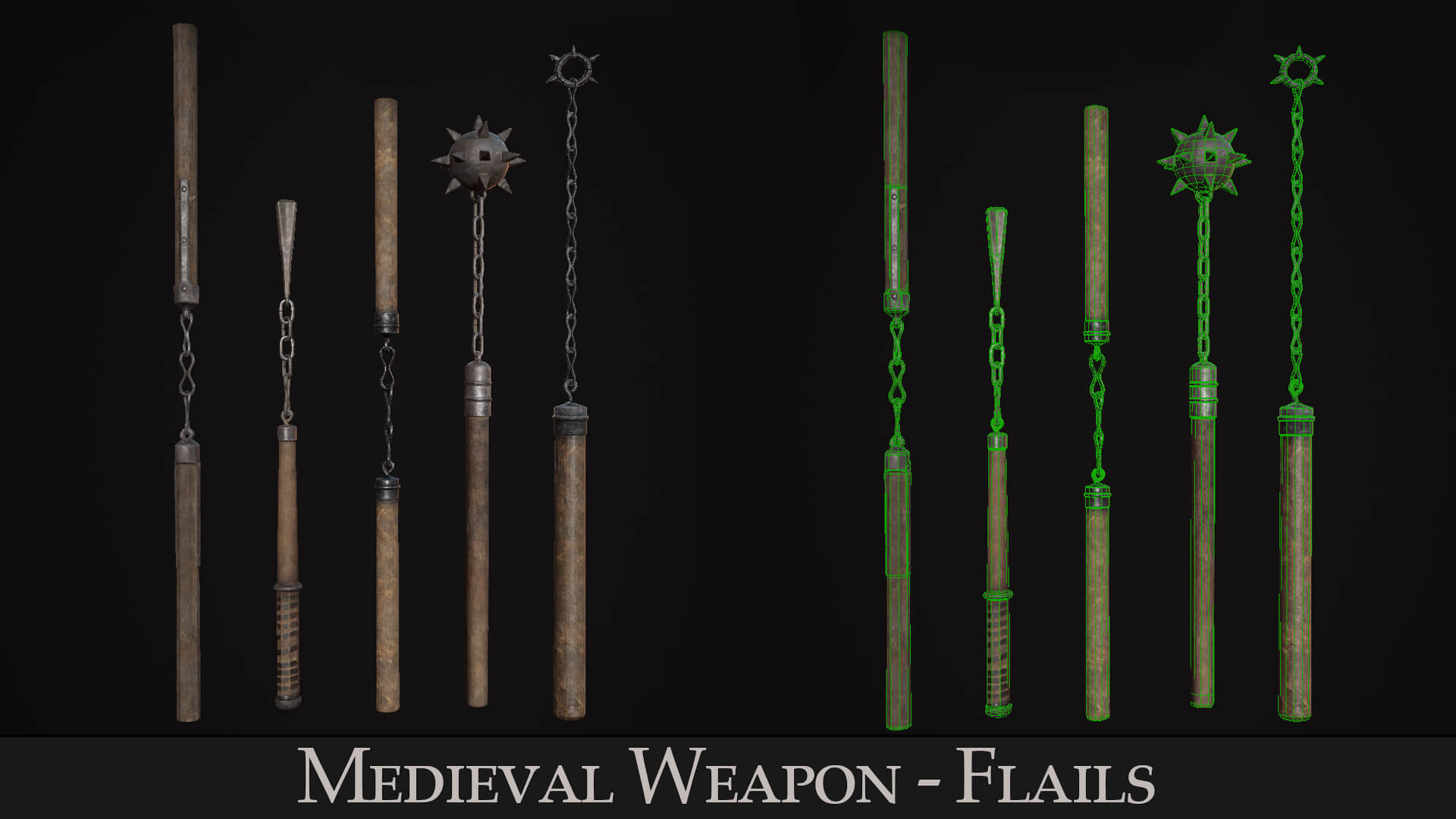 Medieval Weapon - Flails 3D Model by Viverna