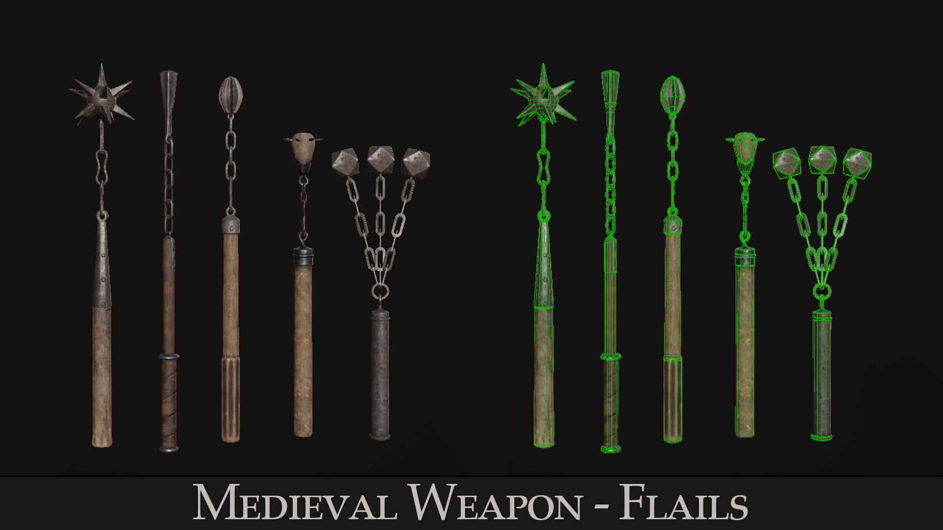 Medieval Weapon - Flails 3D Model by Viverna