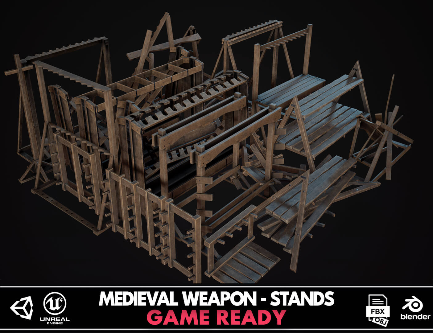 Medieval Weapon - Stands 3D Model by Viverna