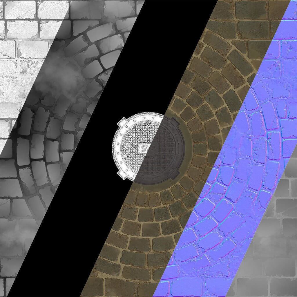 Sidewalk with Sewer Hatch Texture by Viverna