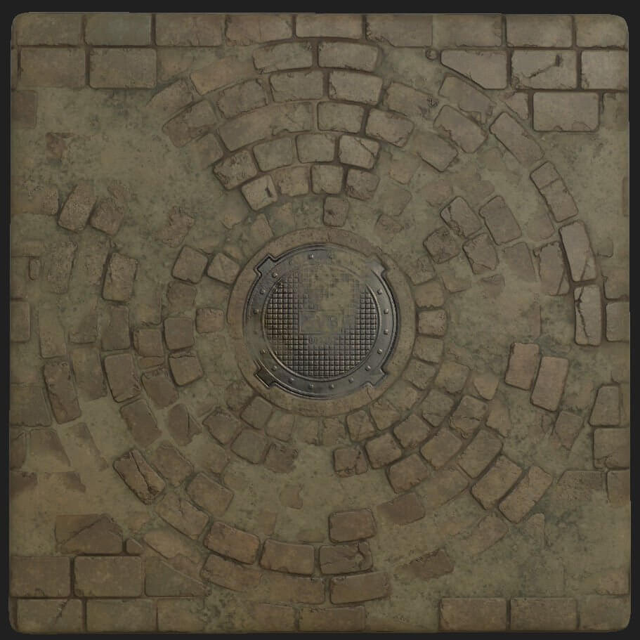 Sidewalk with Sewer Hatch Texture by Viverna