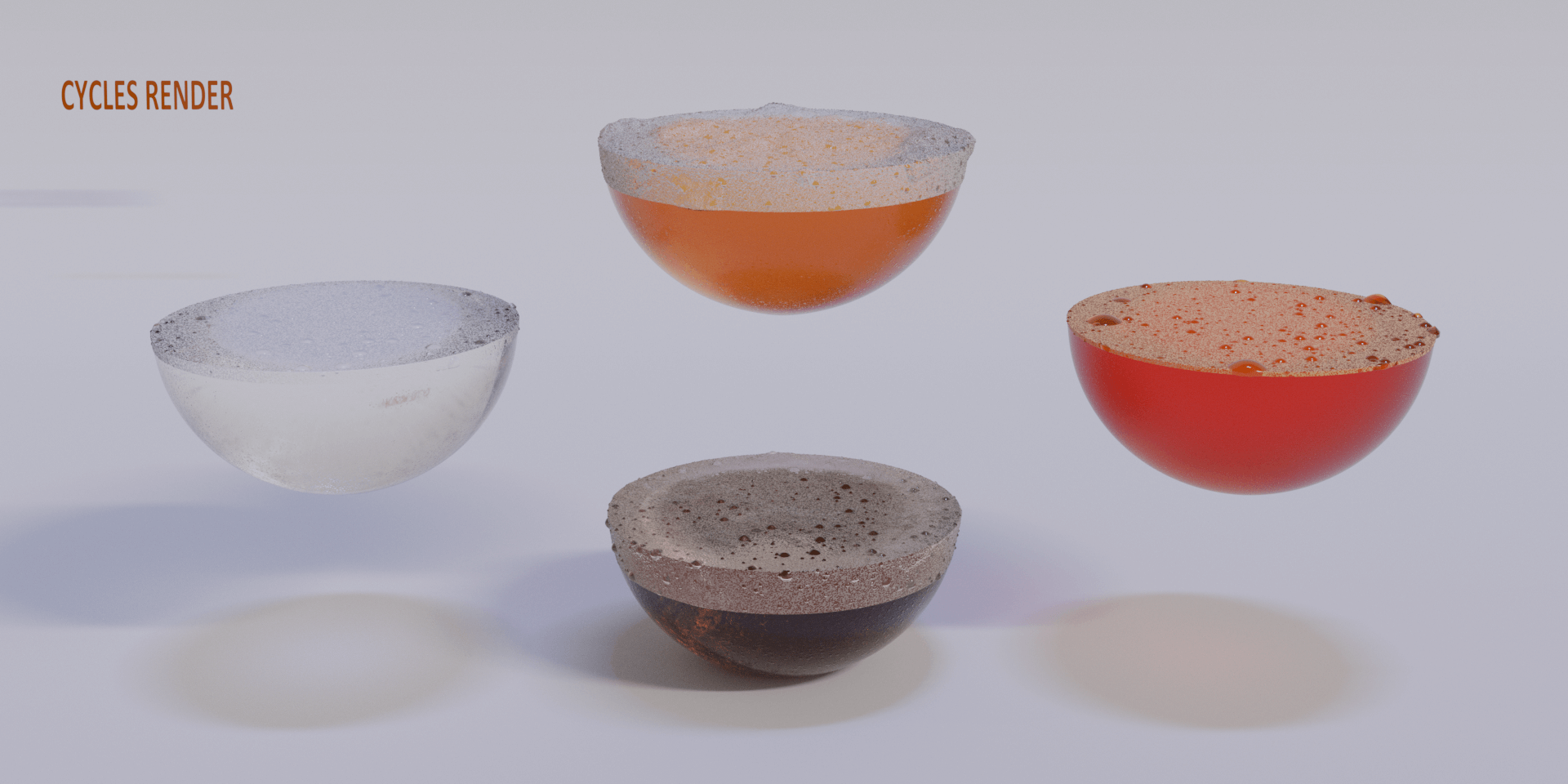 Drinks and foam shader 3D Render, Digital Art by vixcosmen