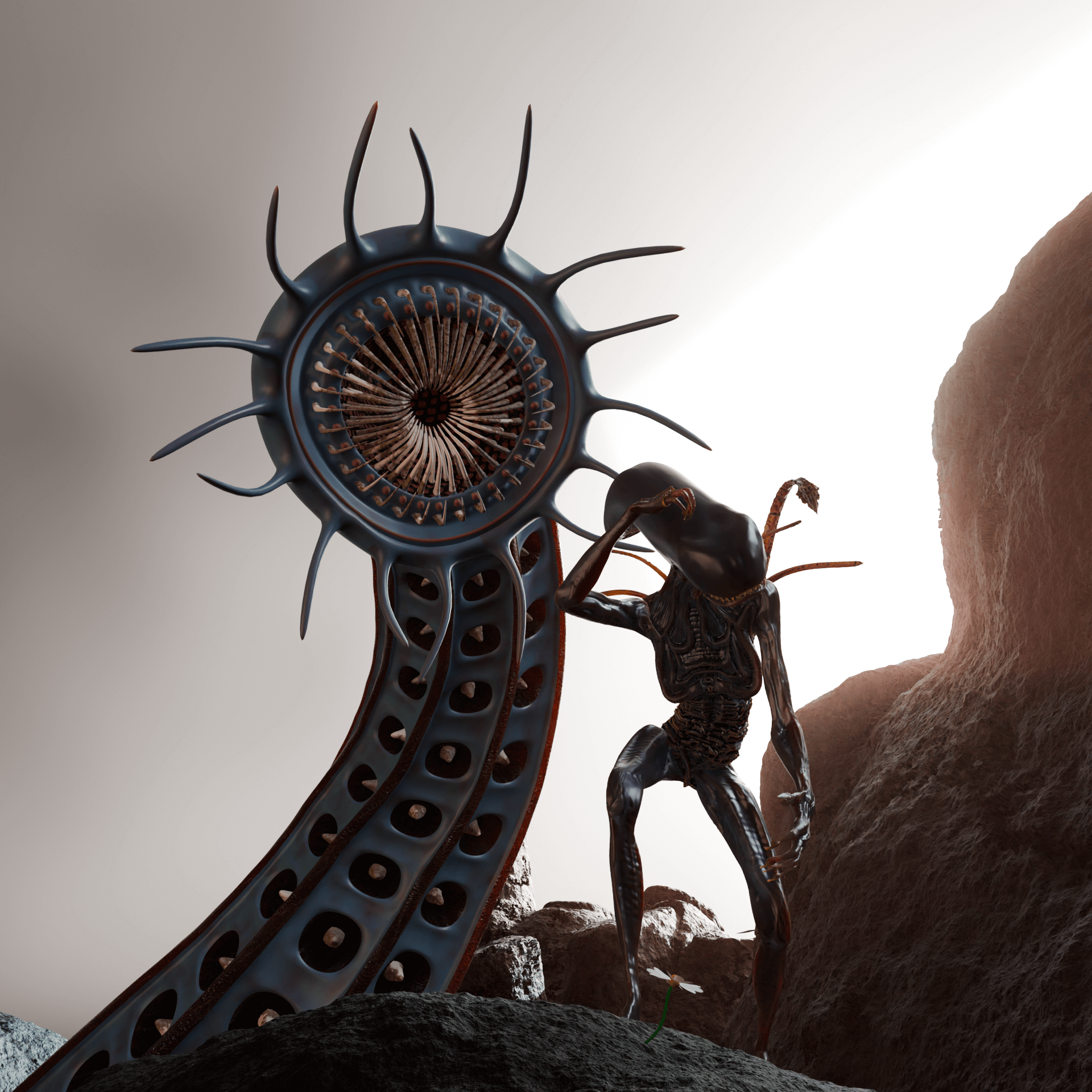 Octavius, the slug and the alien 3D Render by vixcosmen