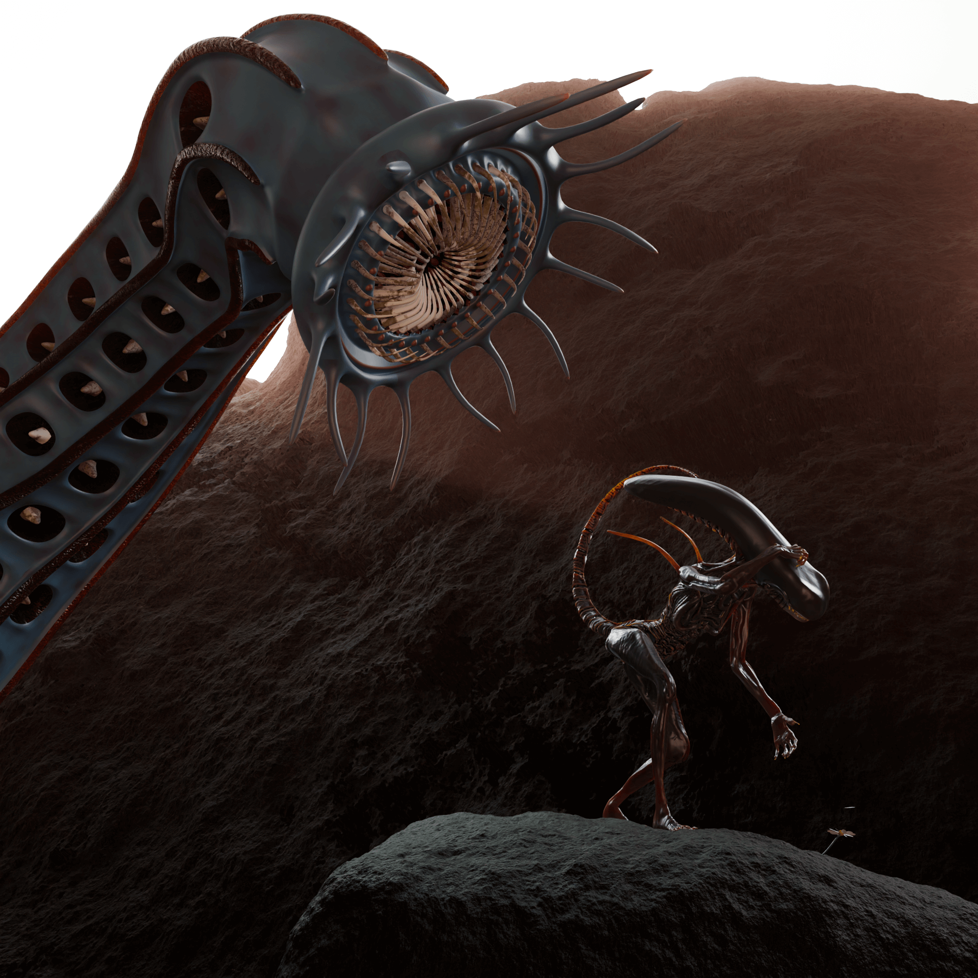 Octavius, the slug and the alien 3D Render by vixcosmen